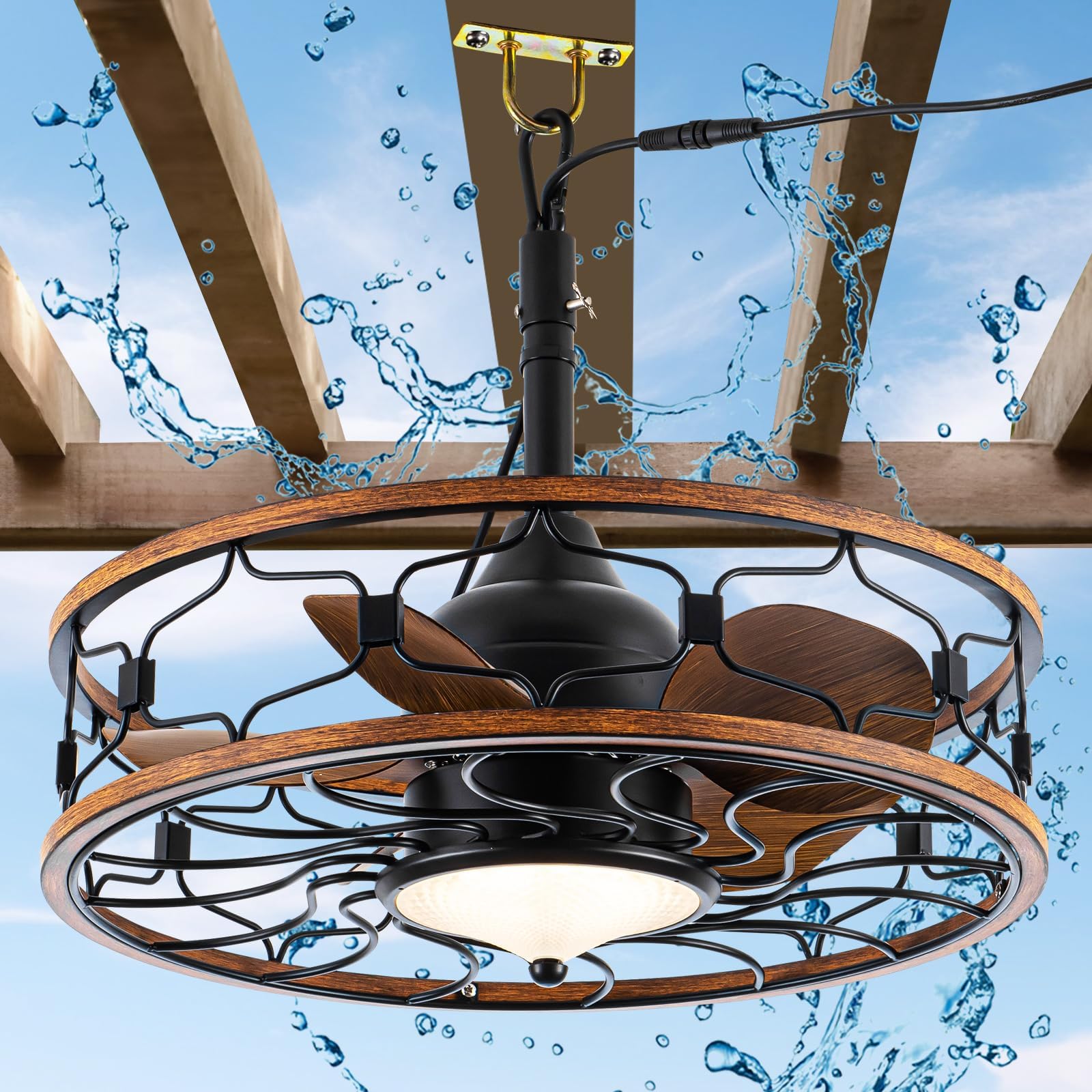 LEDIARY 20" Outdoor Ceiling Fans with Lights and Remote Control ...