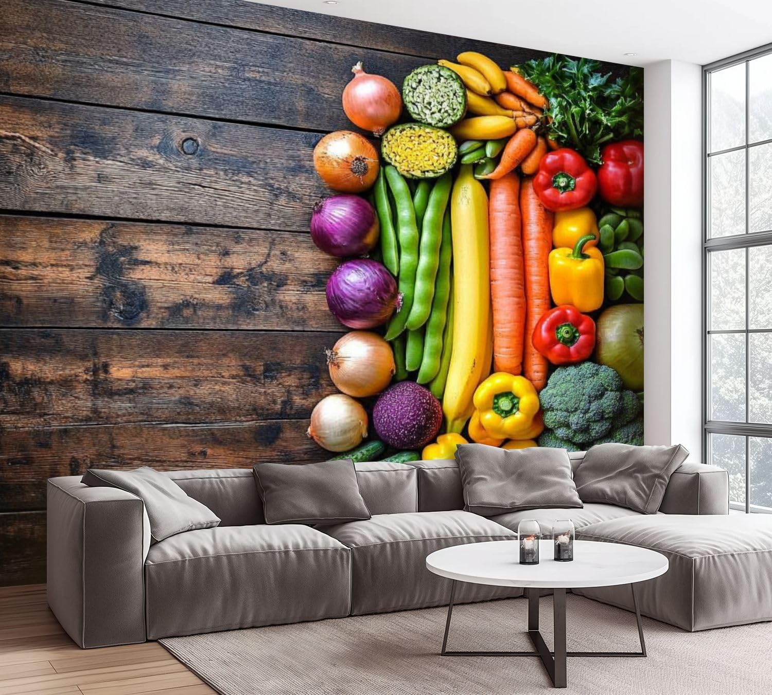 Amazon.com: Wall Mural Colorful Vegetables Fruits Vegan Food Rainbow ...