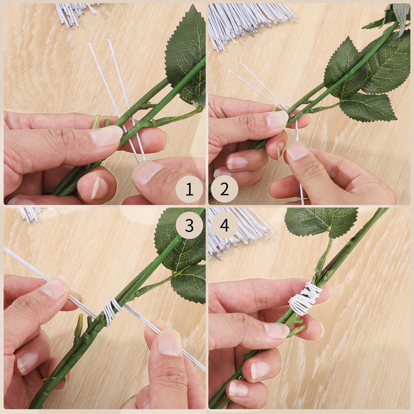 Snapklik.com : 100 Pack Floral Wire 18 Gauge Crafts Florist Wire Stems ...