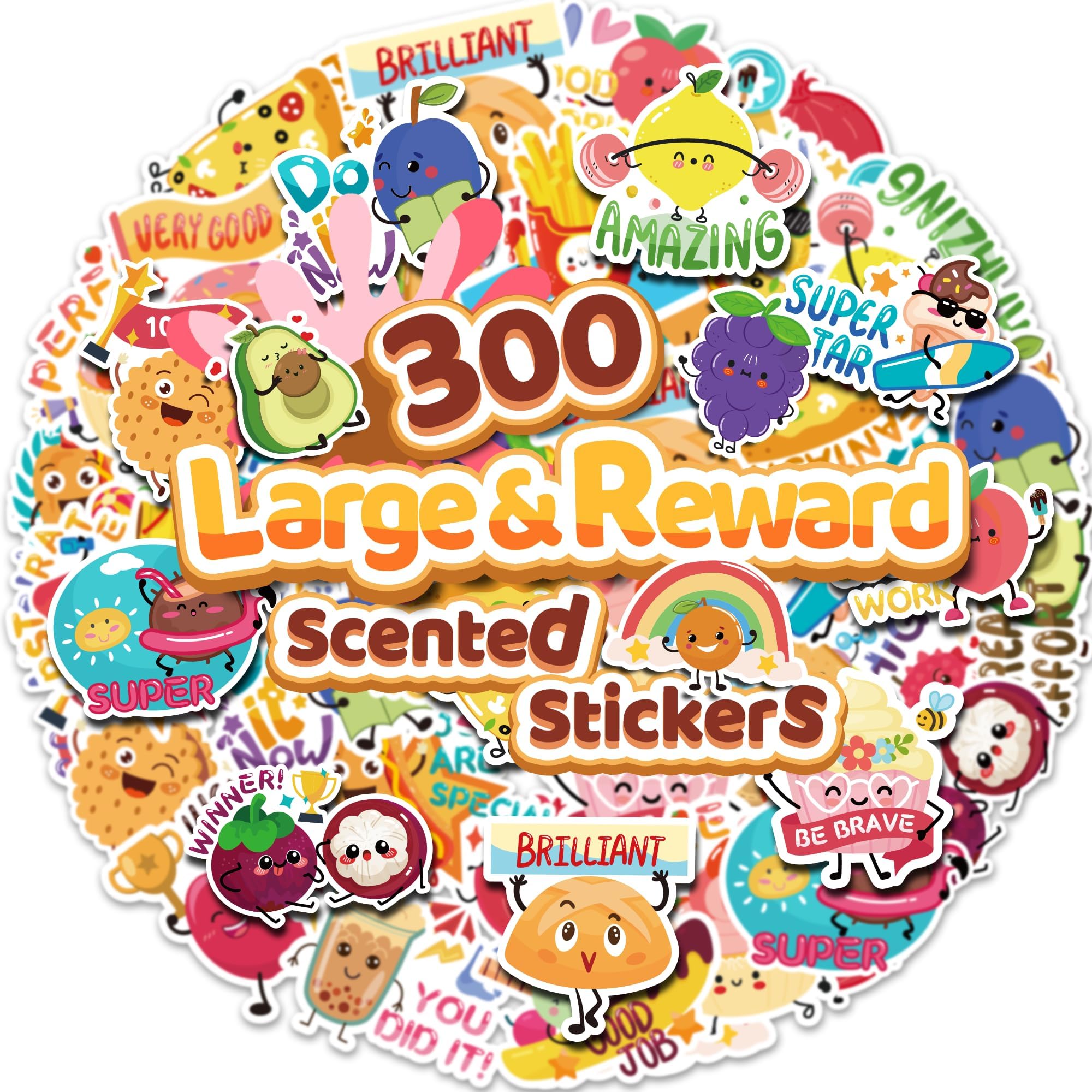 Amazon.com : 300PCS Large Scratch and Sniff Scented Stickers for Kids ...