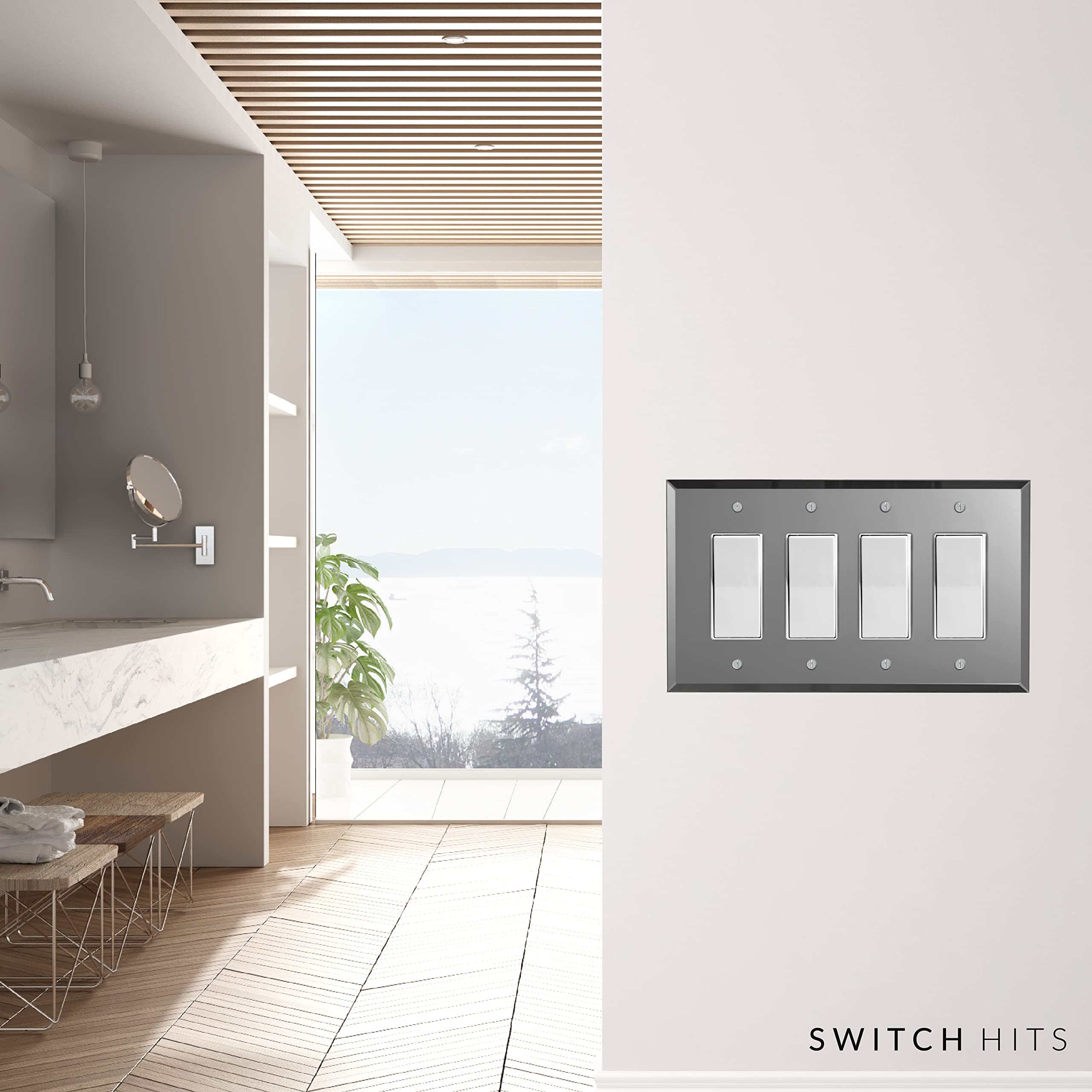 Four Mirror Switch Plates 8M GM Crystalline Mirror Plate, Finish Type: