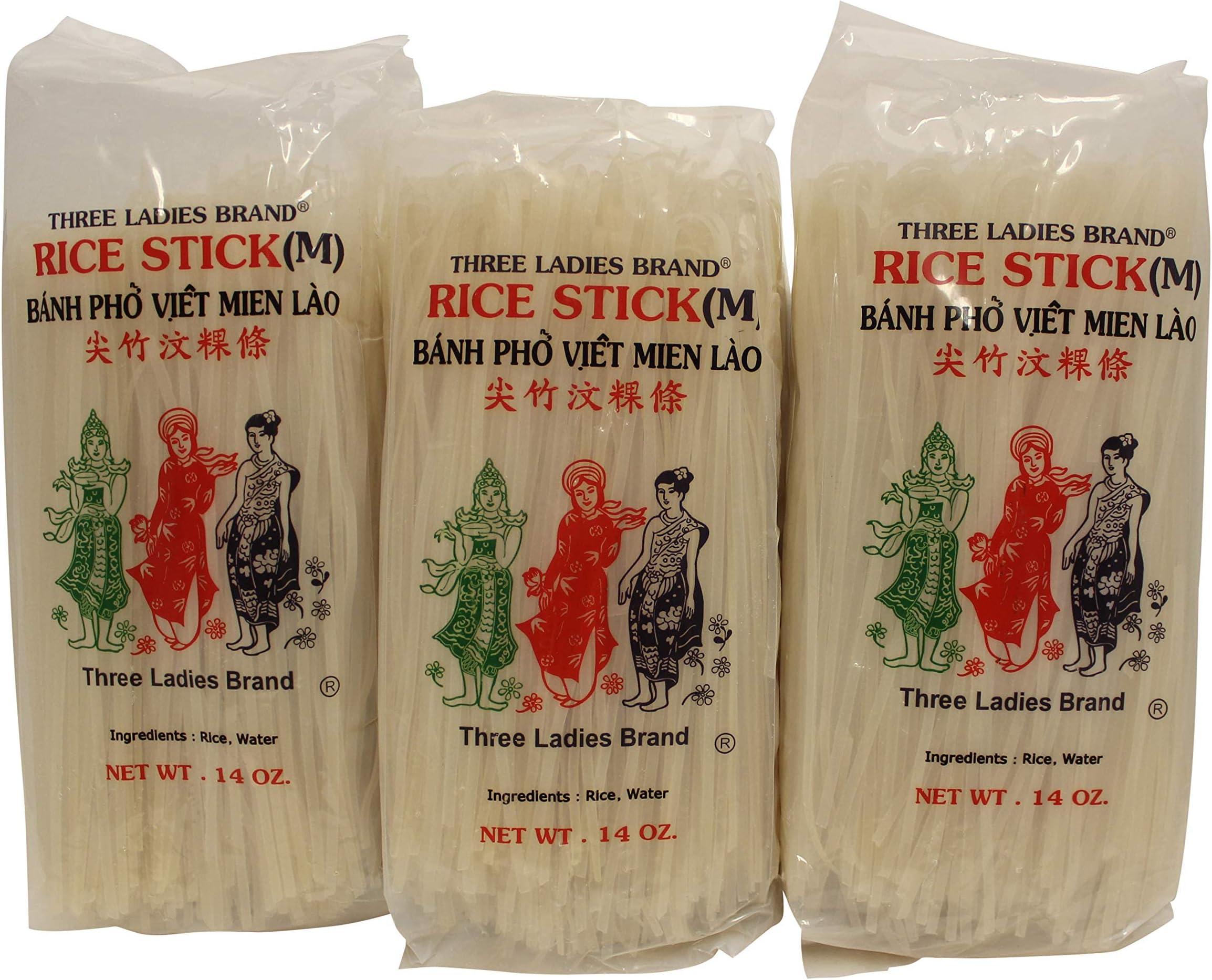 Amazon.com : Three Ladies Brand Rice Stick Noodle - 14 Oz. (Pack of 3 ...