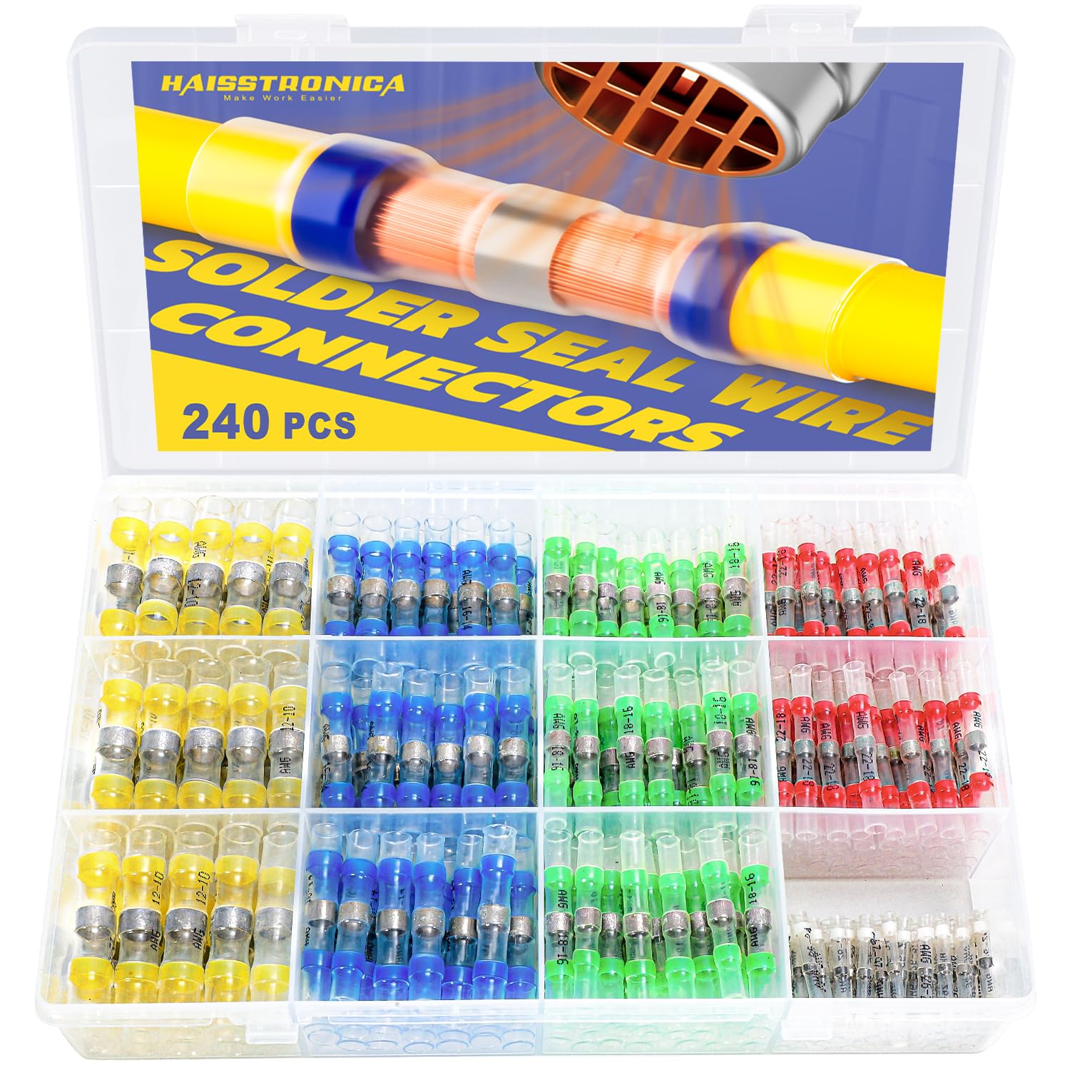 Snapklik.com : Haisstronica 240PCS Solder Seal Wire Connectors Kit