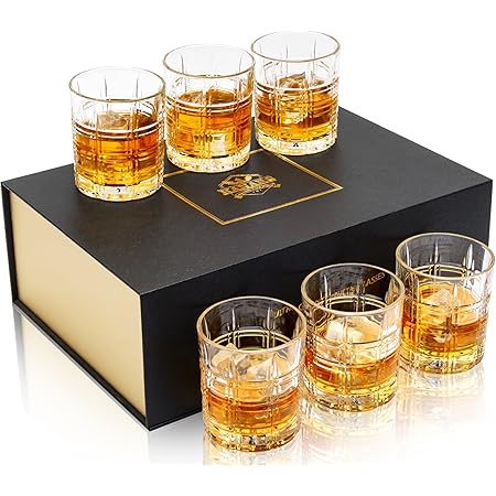 Amazon.com | KANARS Crystal Whiskey Glass - Set of 6 Rocks Glasses 10 ...