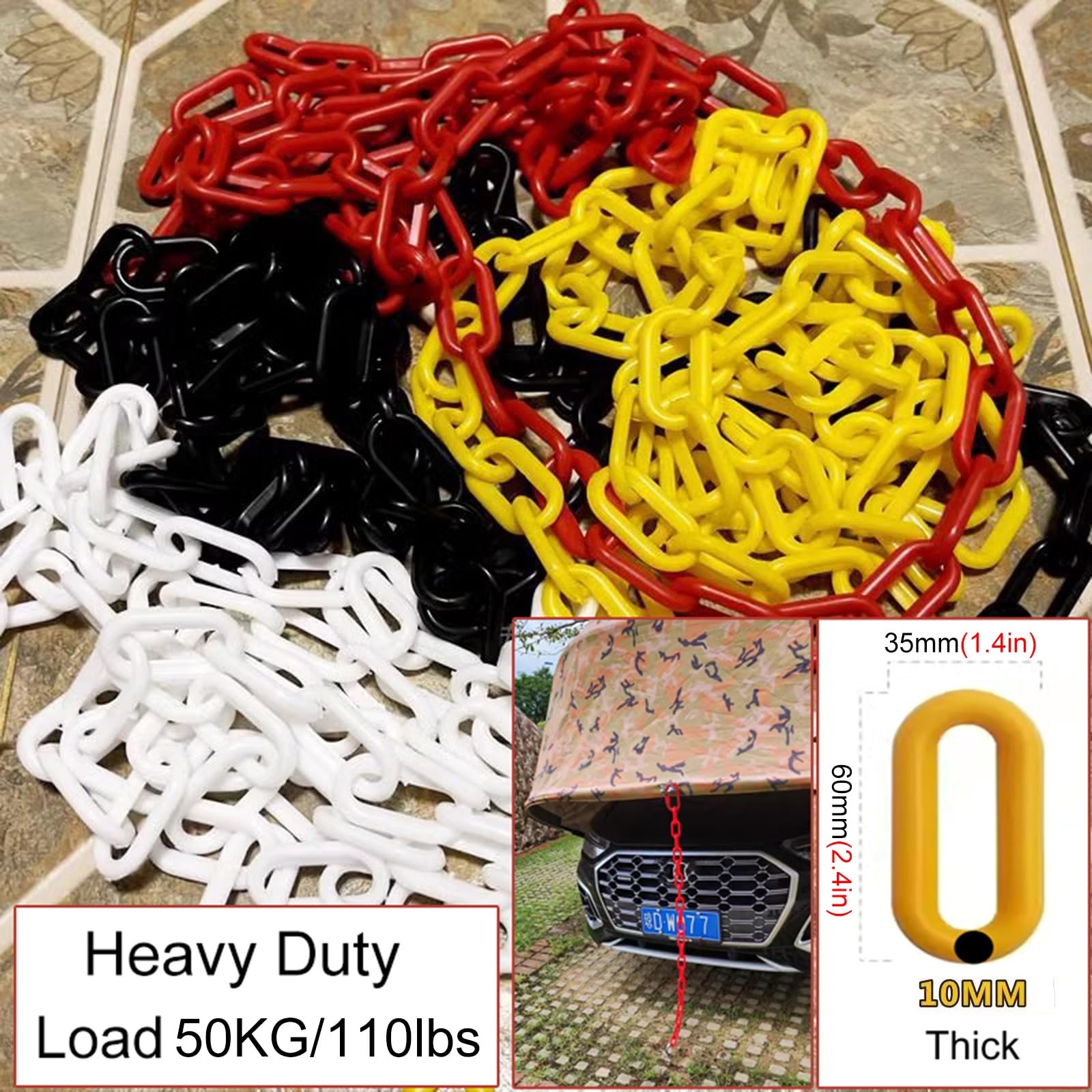 Plastic Chains Links ELK Yellow Plastic Safety Chain - 100 Foot ...