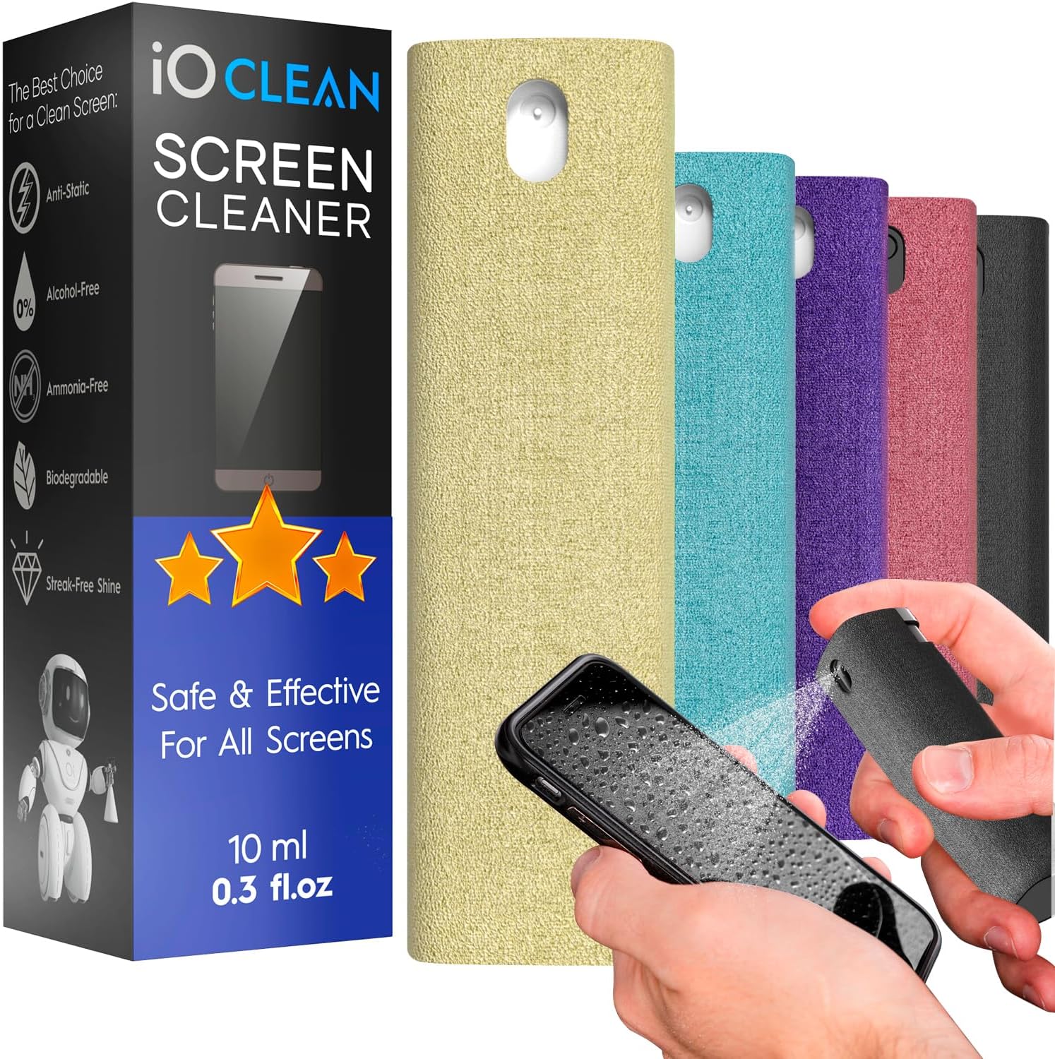 Amazon.com : IO CLEAN Mini Screen Cleaner Spray – Finger Proof Screen ...