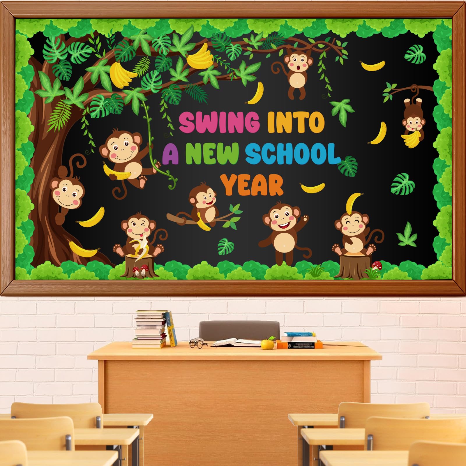 Snapklik.com : Summer Monkey Tree Bulletin Board Set Swing Into A New ...