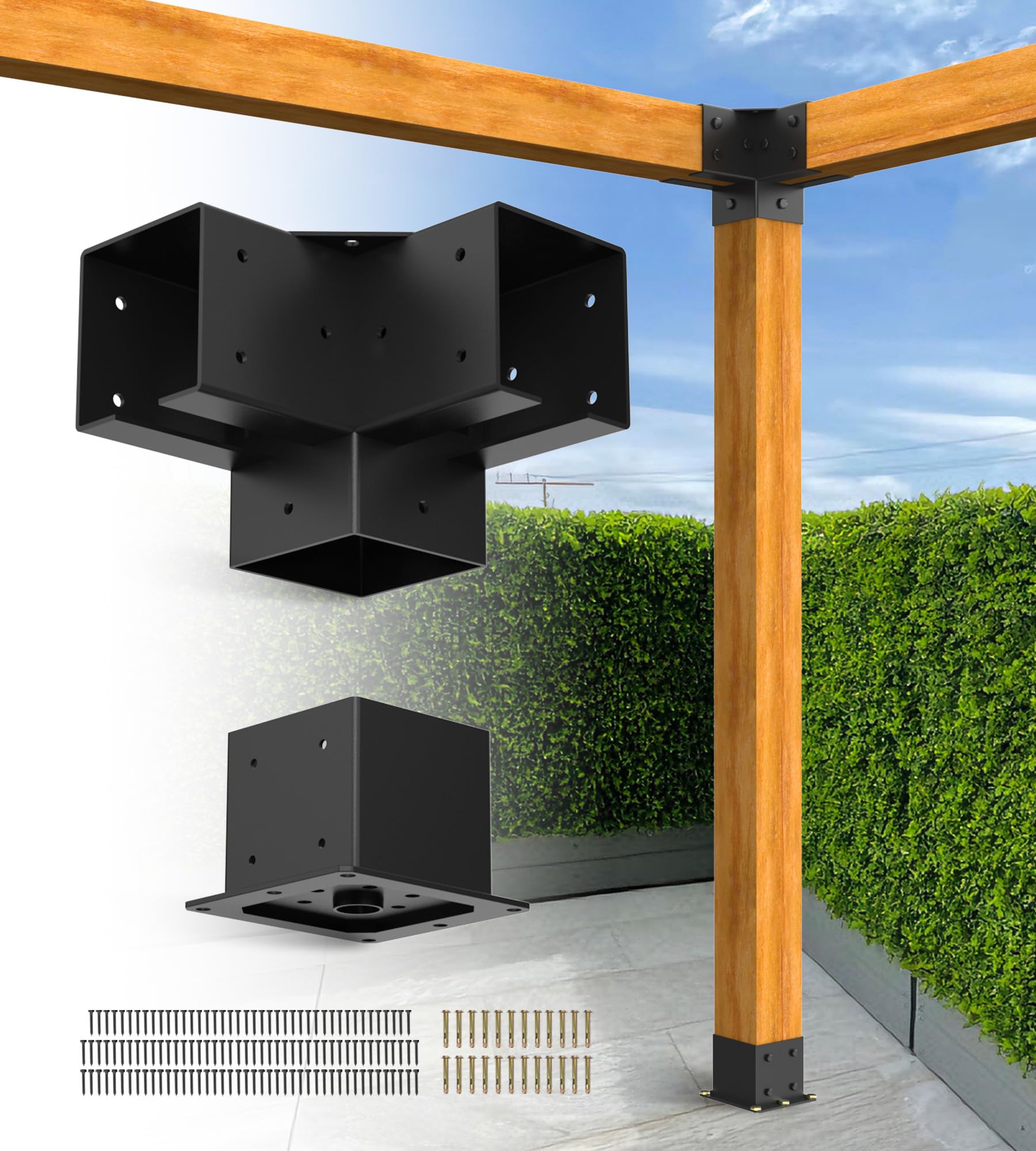 Amazon.com: vikofan Pergola Brackets 6x6 for 4-Leg Basic, 3-Way 90 ...