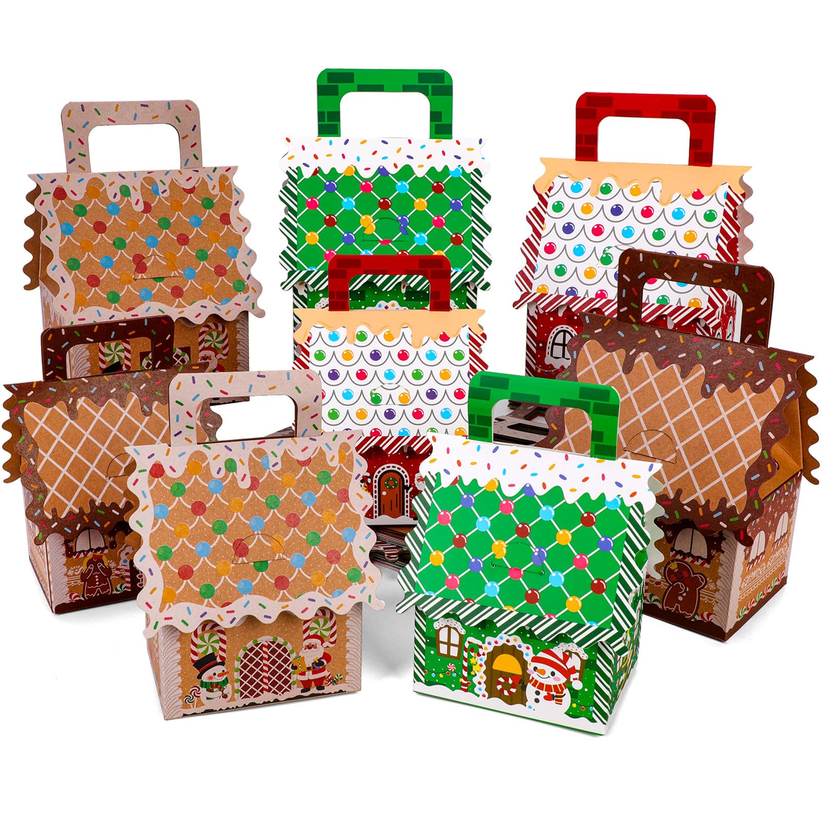 Amazon.com: HOWAF 24Pcs Christmas Kraft Paper Gift Boxes, Candy House ...