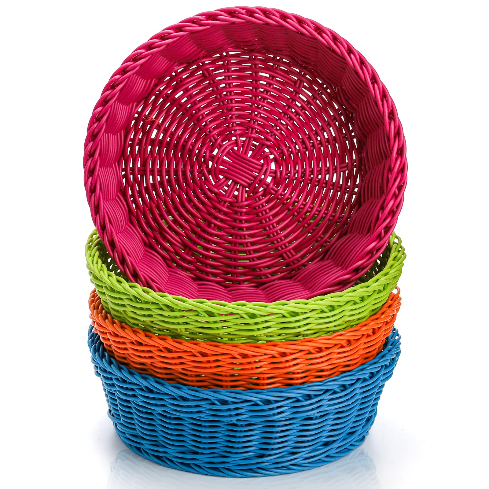Amazon.com: AVLA 4 Pack Woven Breads Baskets, Imitation Rattan Fruit ...