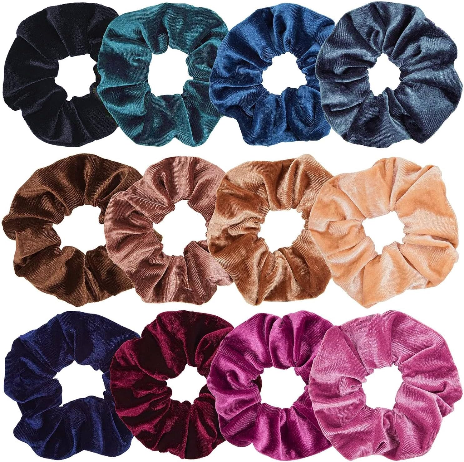 Amazon.com : 12 Pack Velvet Hair Scrunchies Scrunchy Hair Ties Elastic ...
