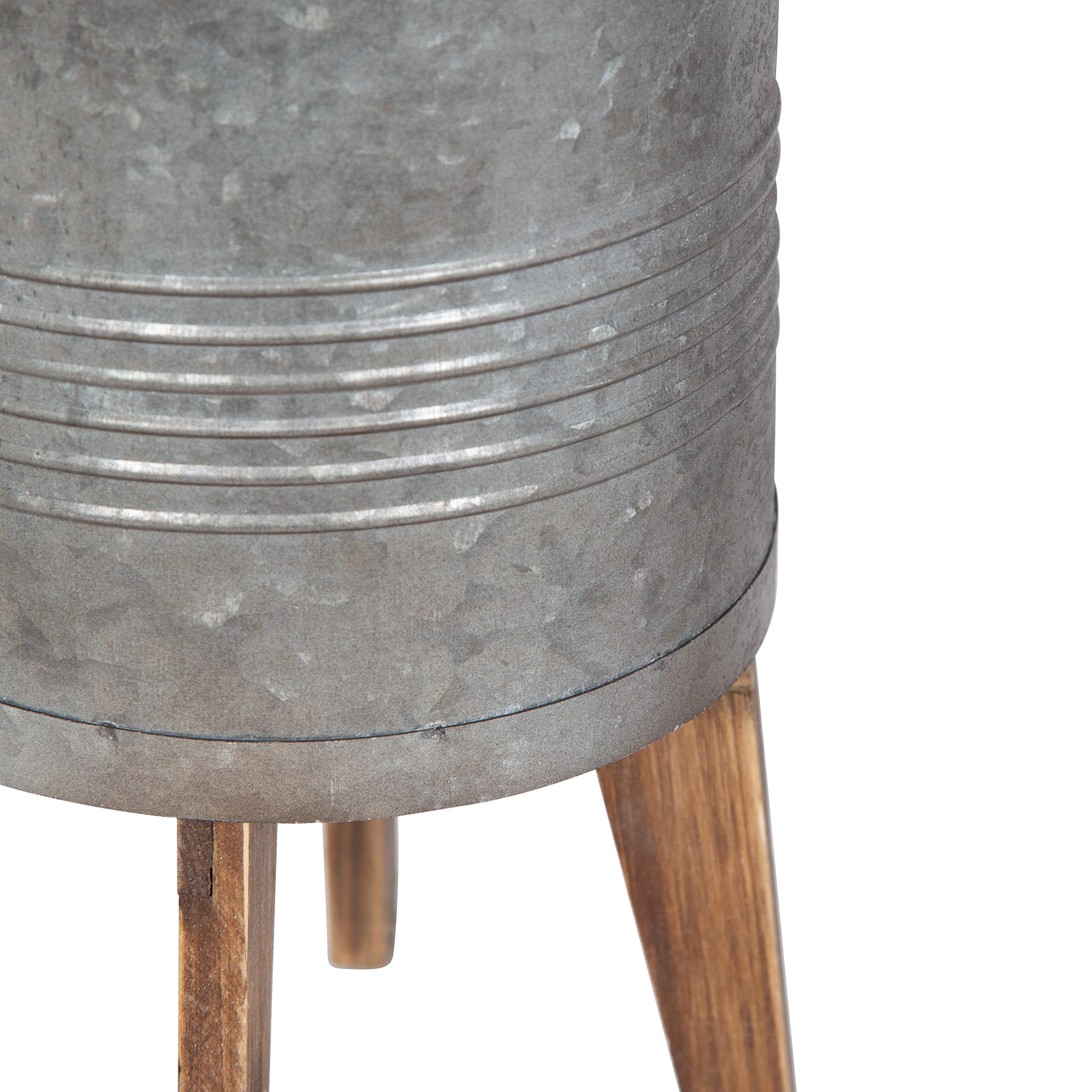Kate and Laurel Gavri Farmhouse Galvanized Metal and Wood Tabletop ...