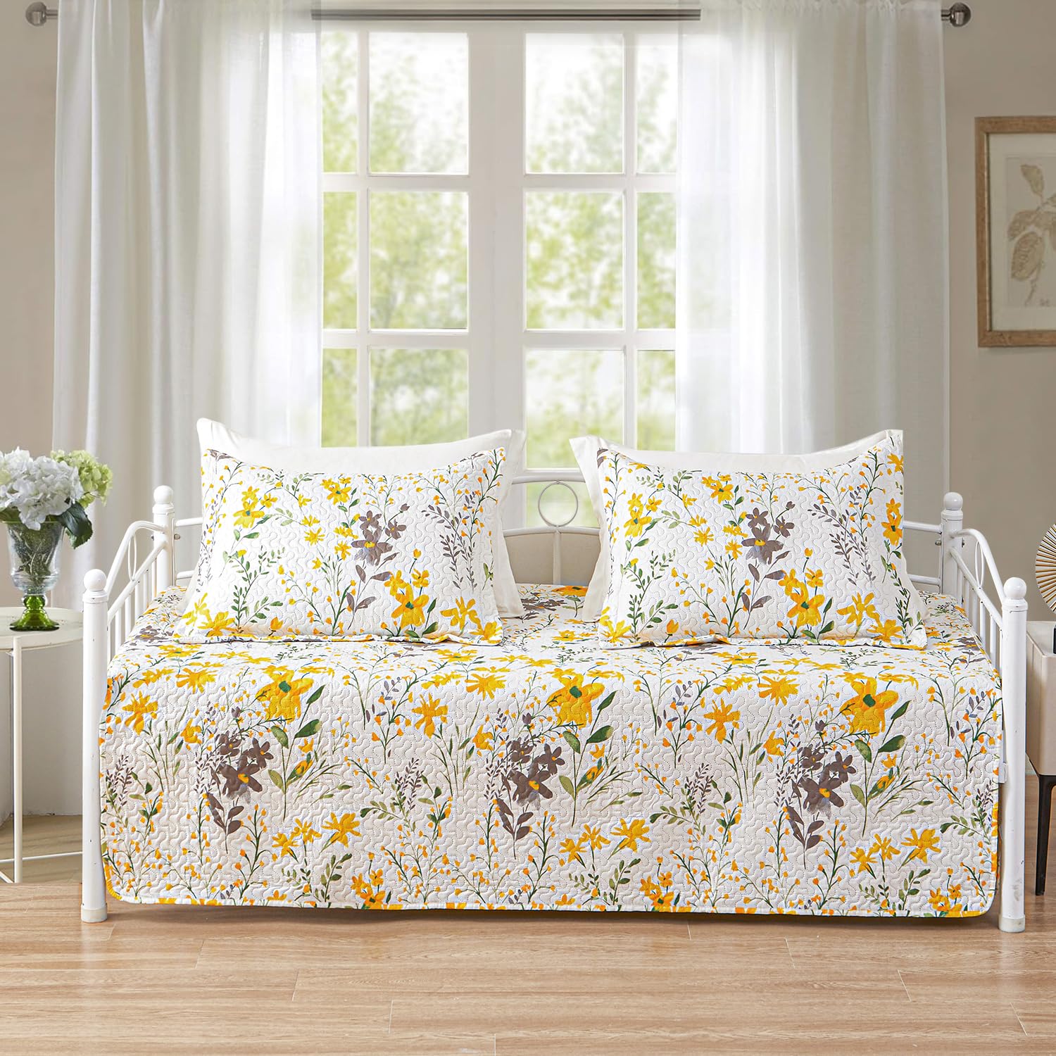 Amazon.com: Twin Daybed Cover Floral Daybed Bedding 3 Piece Reversible ...