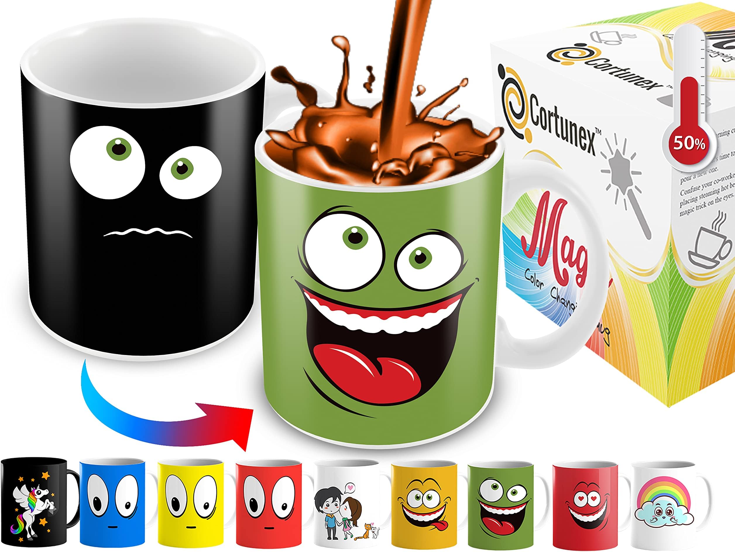 Amazon.com: Hushee 8 Pcs Smile Face Coffee Mugs Bulk 11 oz Ceramic ...