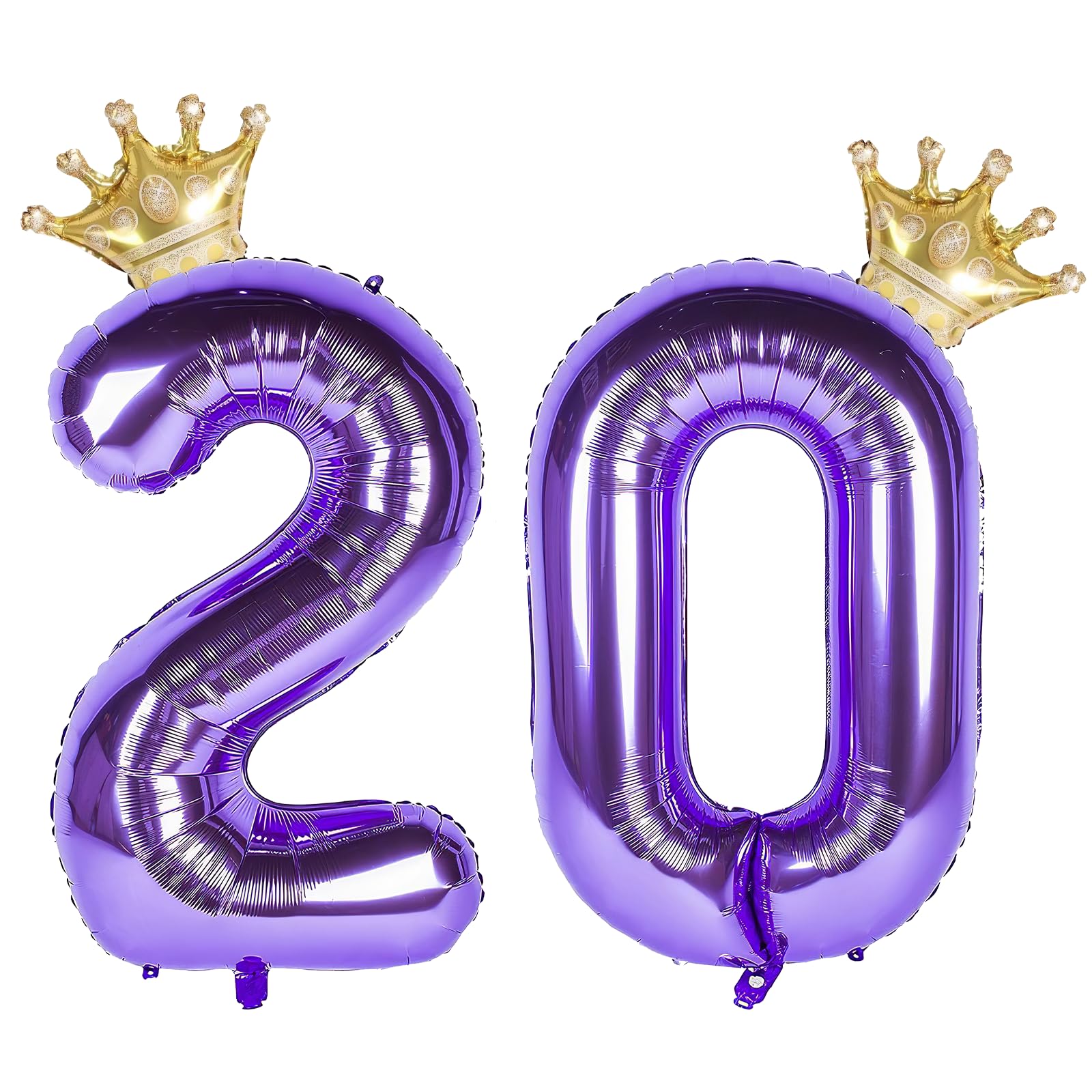 Amazon.com: 20 Number Balloon Purple 40 inch Big Foil Crown Helium 20th ...