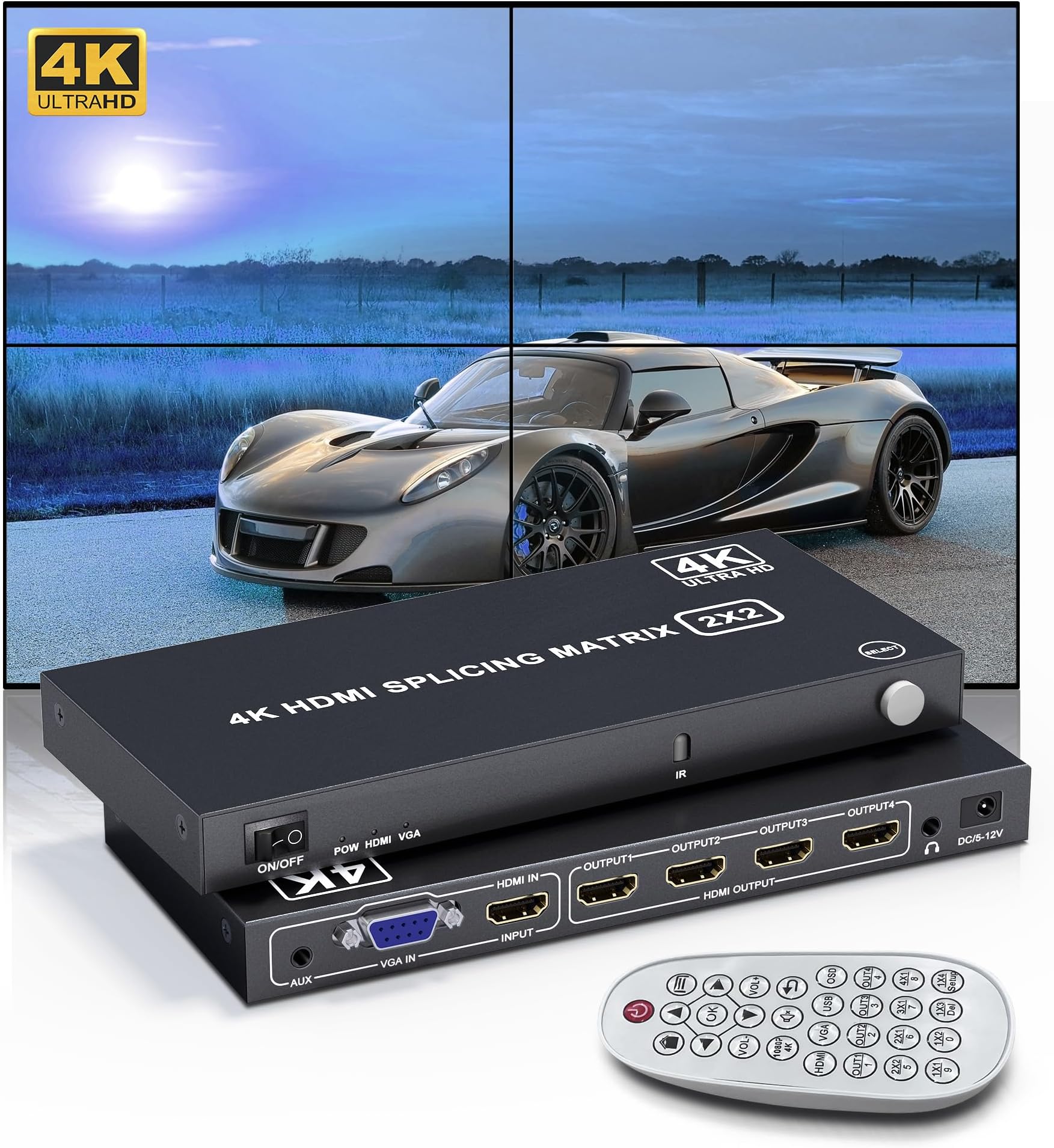 Amazon.com: 2x2 Video Wall Controller, 4K UHD Video Wall HDMI Splitter TV Wall Processor for 4 ...