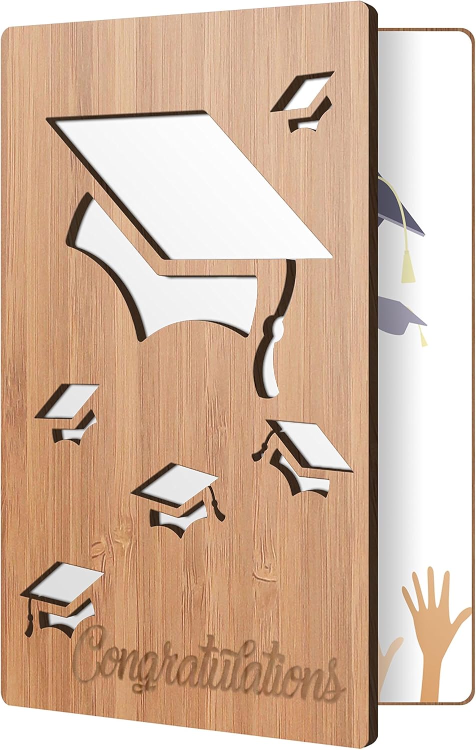 Amazon.com: HeartSpace Cards Graduation Cap Design Wooden Card, For ...