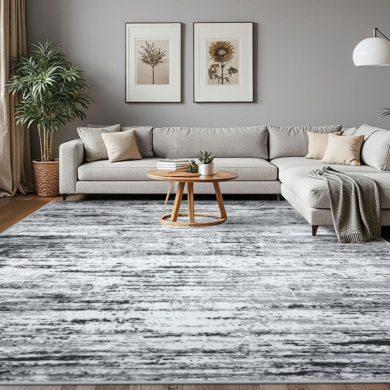 Amazon.com: Lansny Modern Abstract 8x10 Large Living Room Washable Rug ...