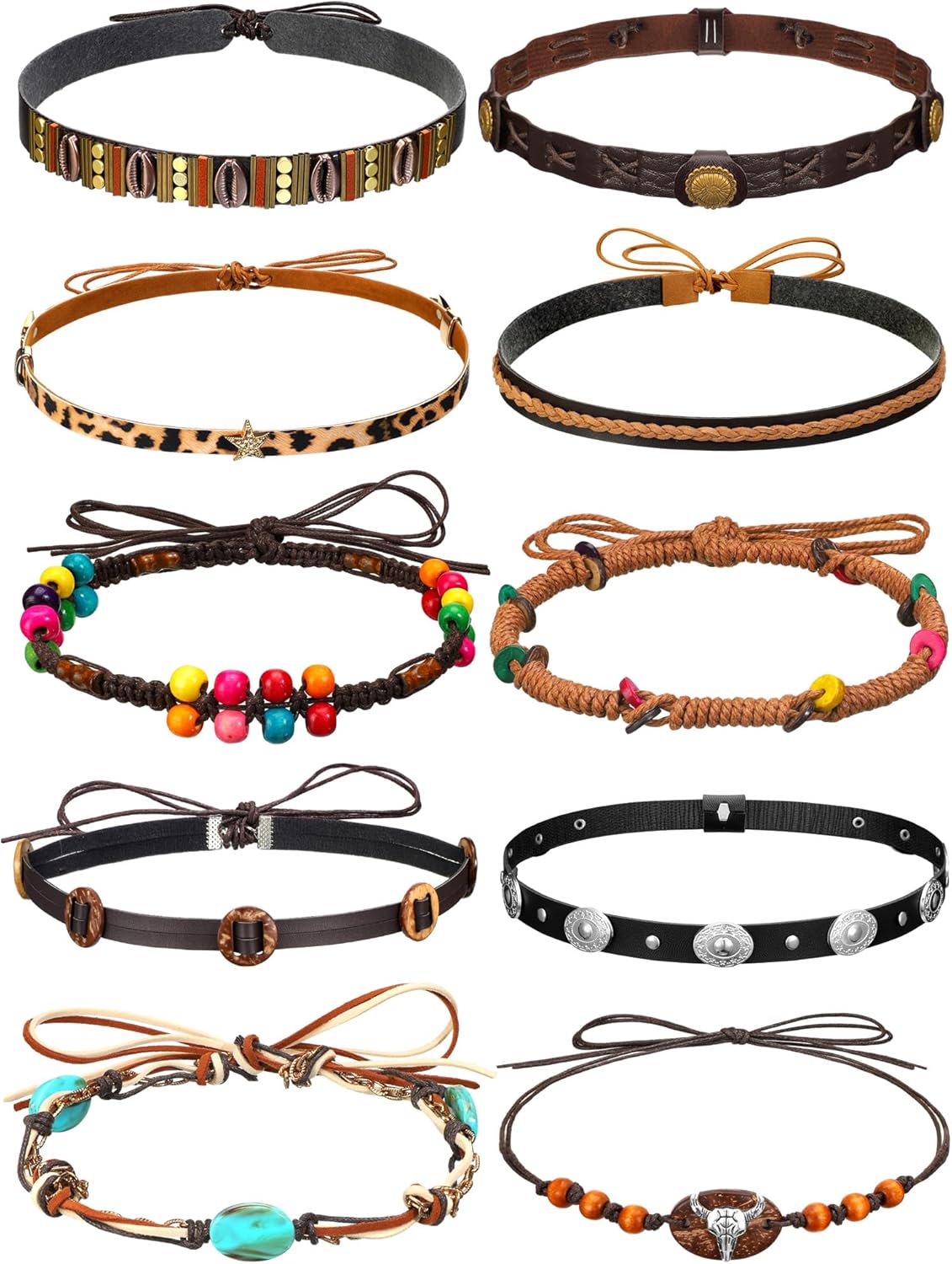 Amazon.com: Zeyune 10 Pcs Cowboy Hat Bands Ethnic Western Hat Belts ...