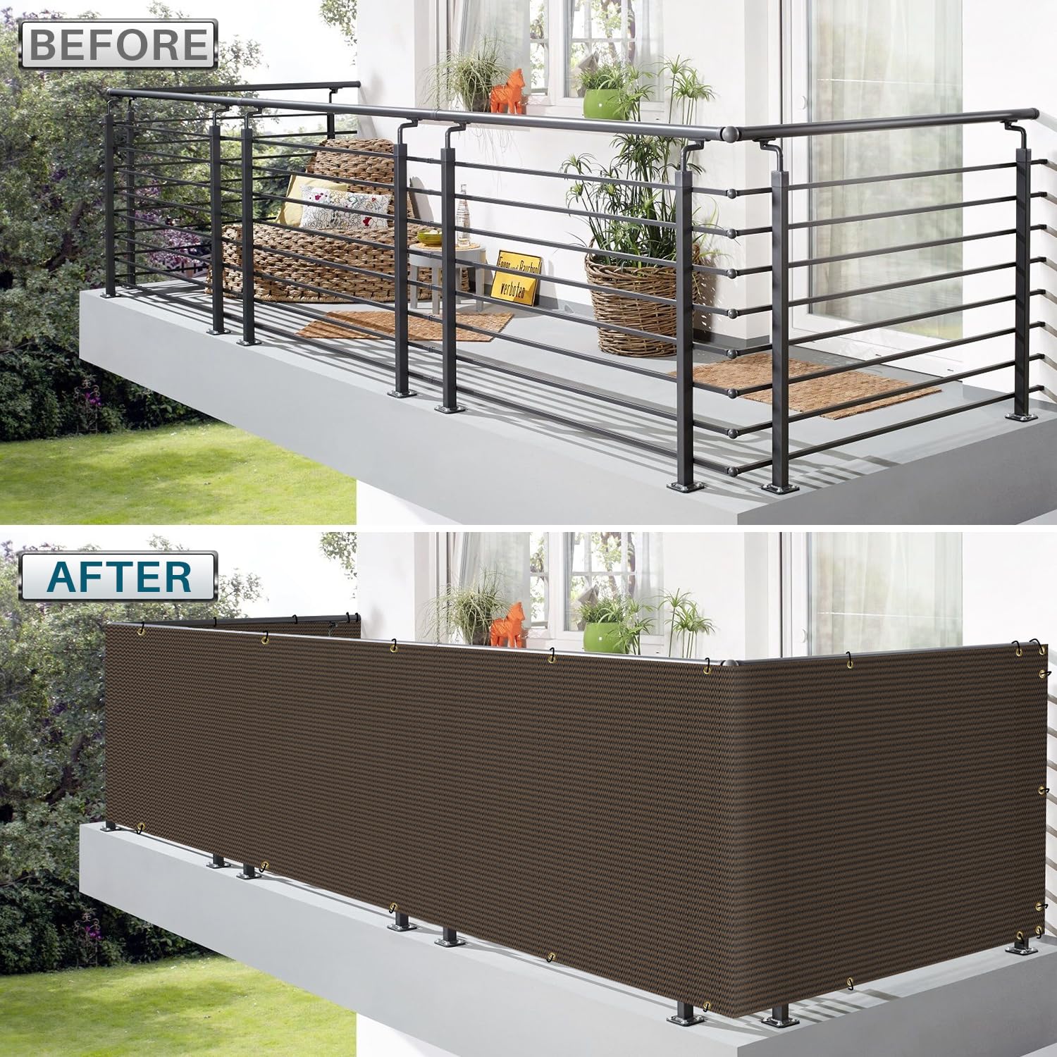 Snapklik.com : Coarbor 25x12 Balcony Privacy Fence Screen Cover For ...
