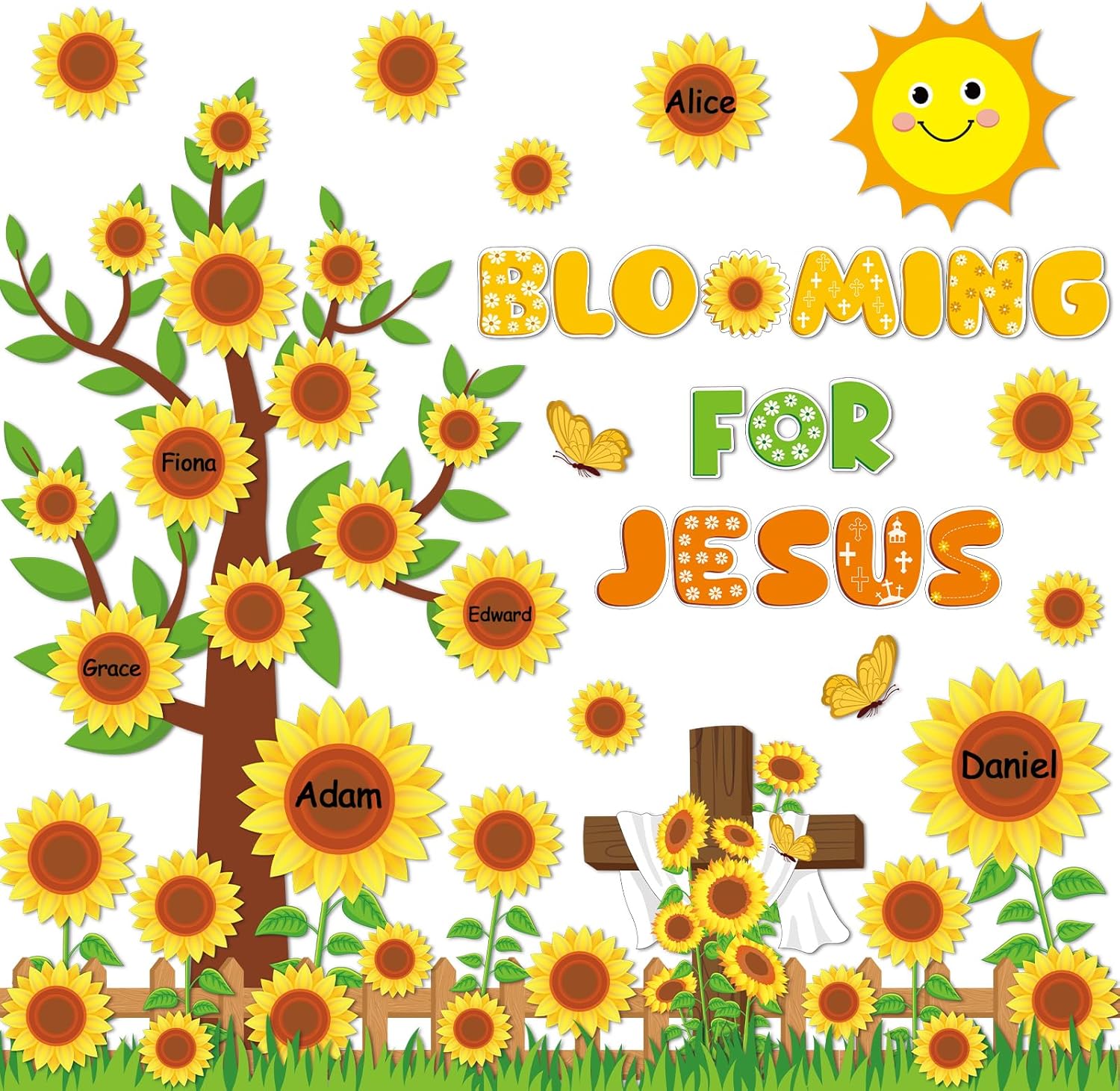 Amazon.com : gisgfim Sunflower Bulletin Board Decoration Set Summer ...