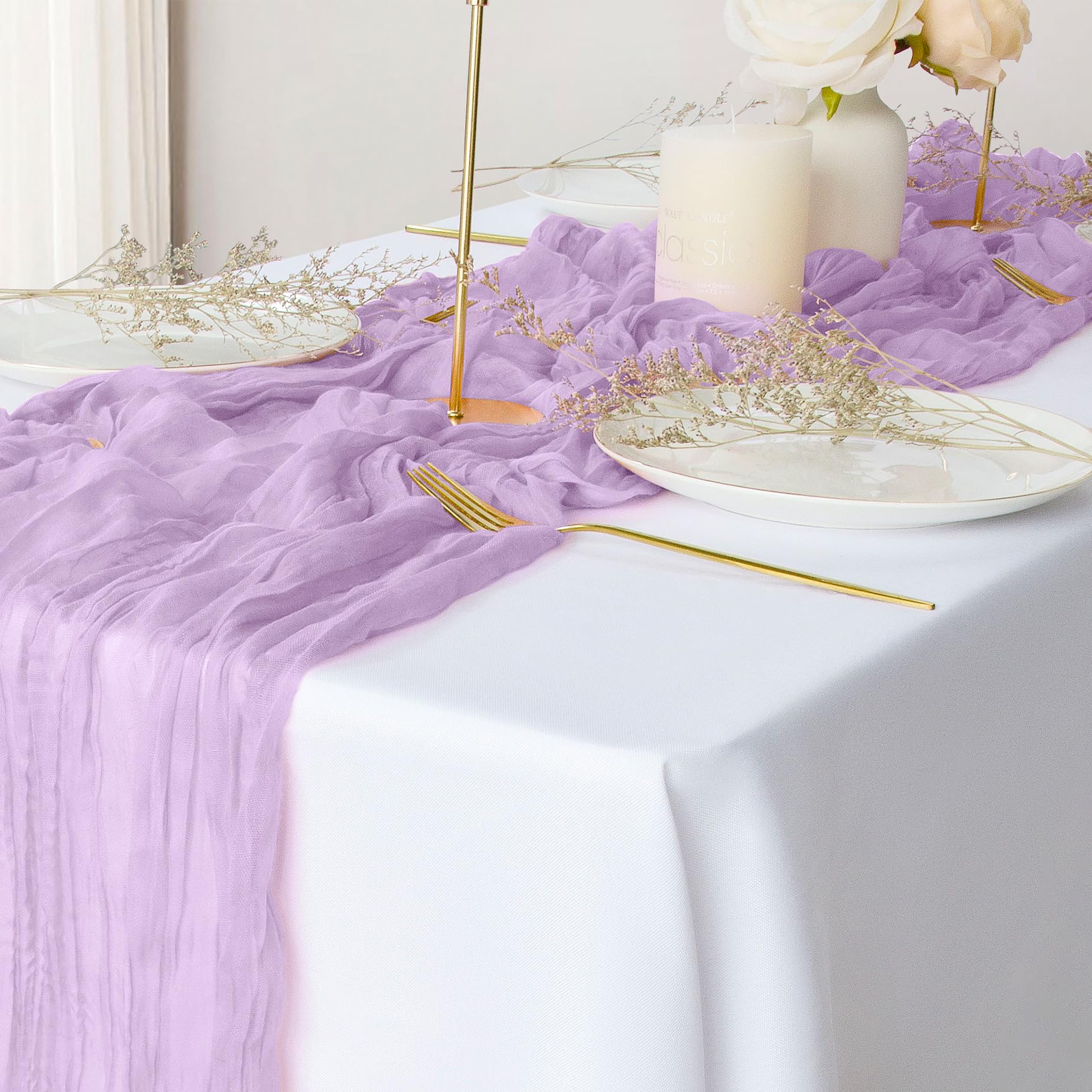 Amazon.com: 2 Pack Light Purple Cheesecloth Table Runners, 10Ft Gauze ...
