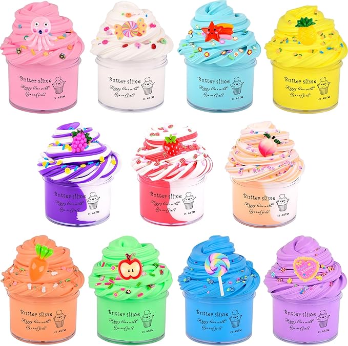Amazon.com: WUJYLY Butter Slime Kit 11 Pack, Scent, Stretchy, and Non ...