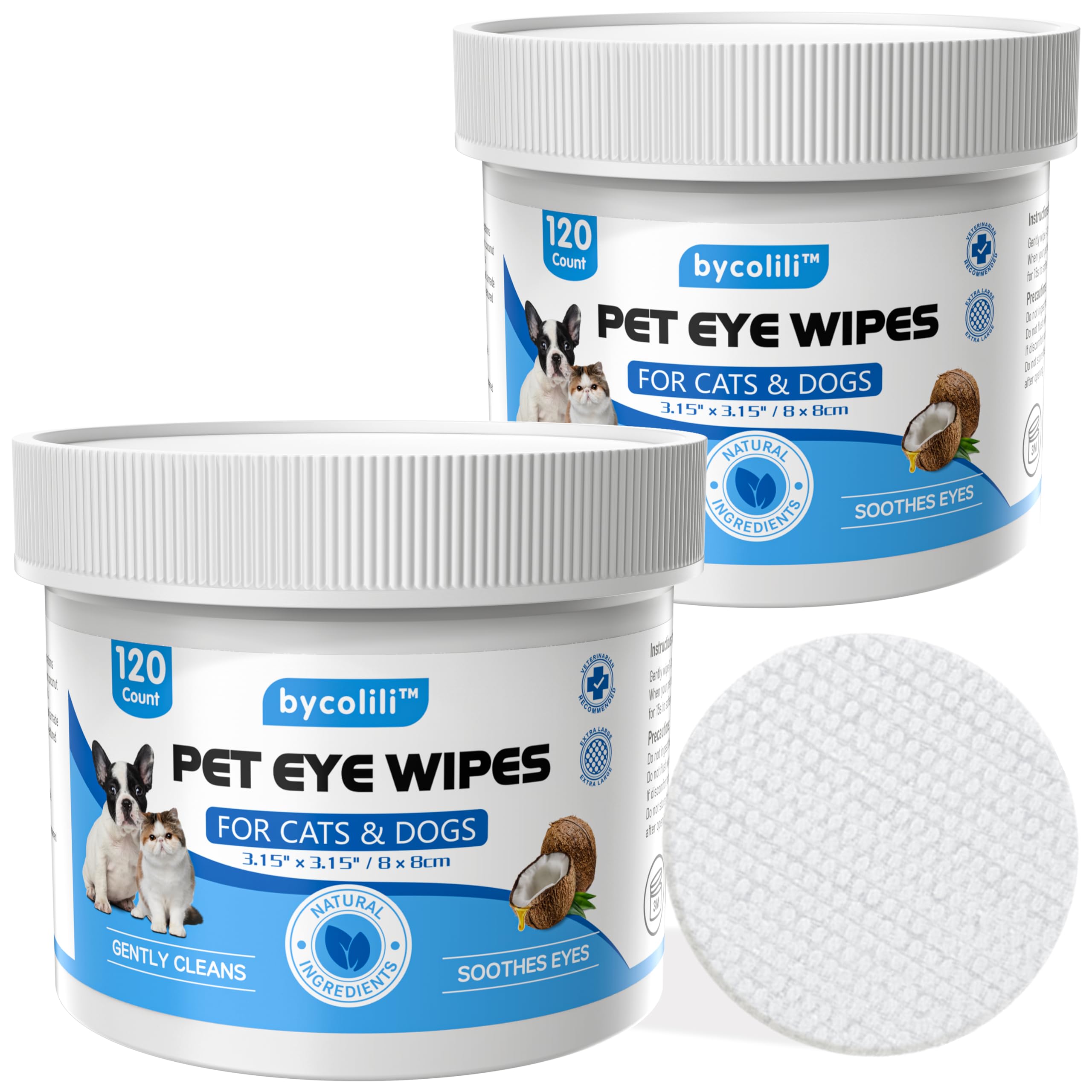 Amazon.com : bycolili 2 Pack Eye Wipes for Dogs & Cats,Extra Large 240 ...