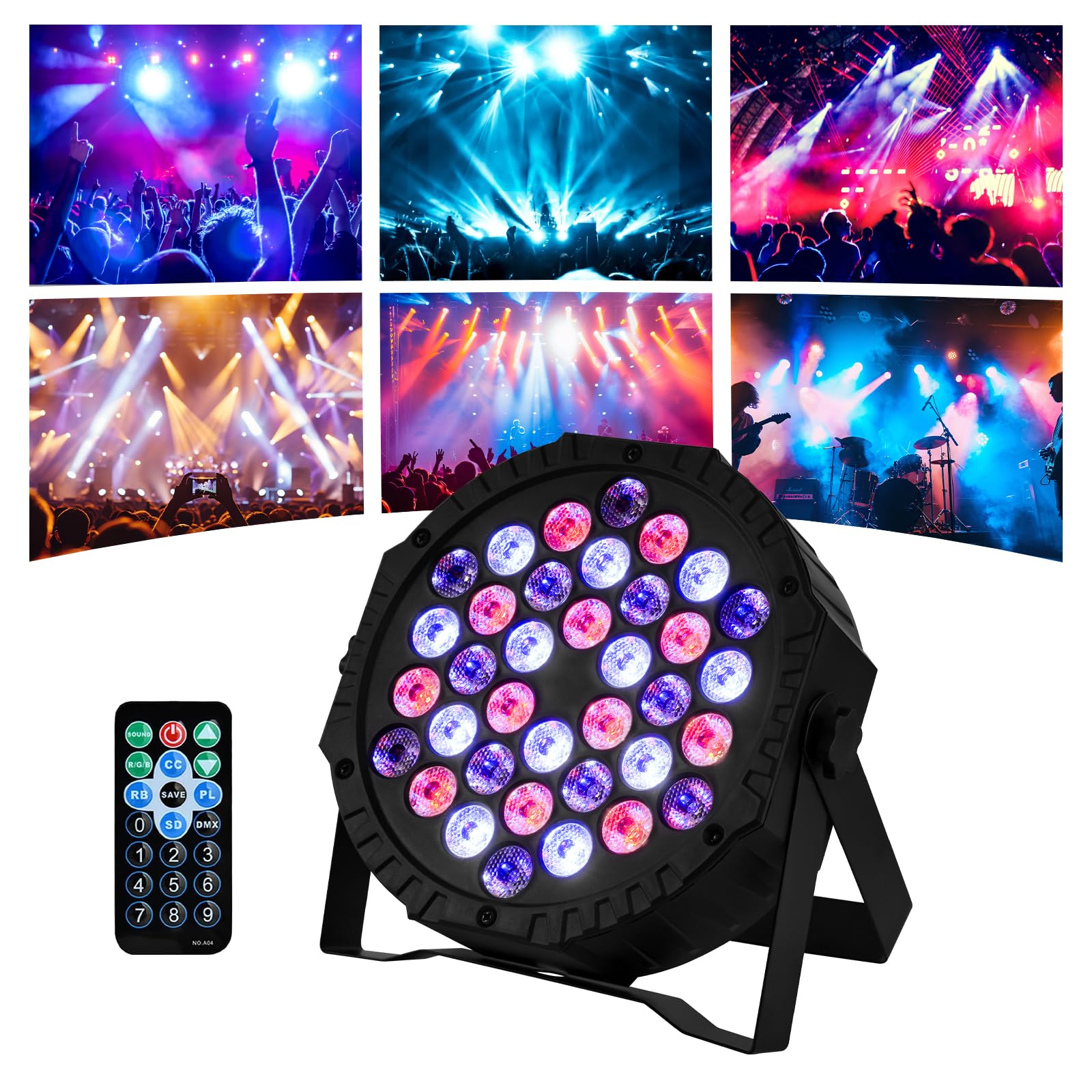 Par Lights, 36x1W RGB LED Stage Lights, Remote Control, DMX512, for DJ ...