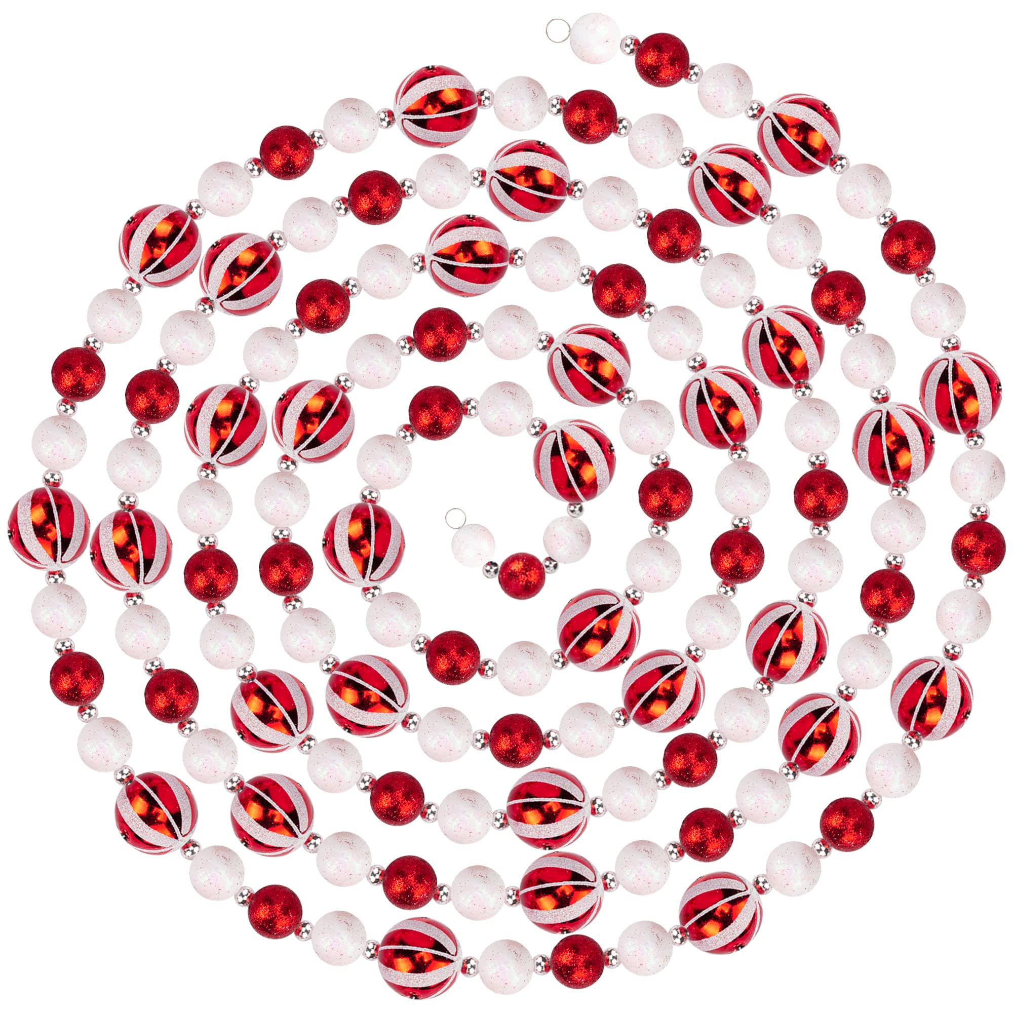Snapklik.com : 9 Foot Red & White Peppermint Swirl Bead Candy Christmas ...