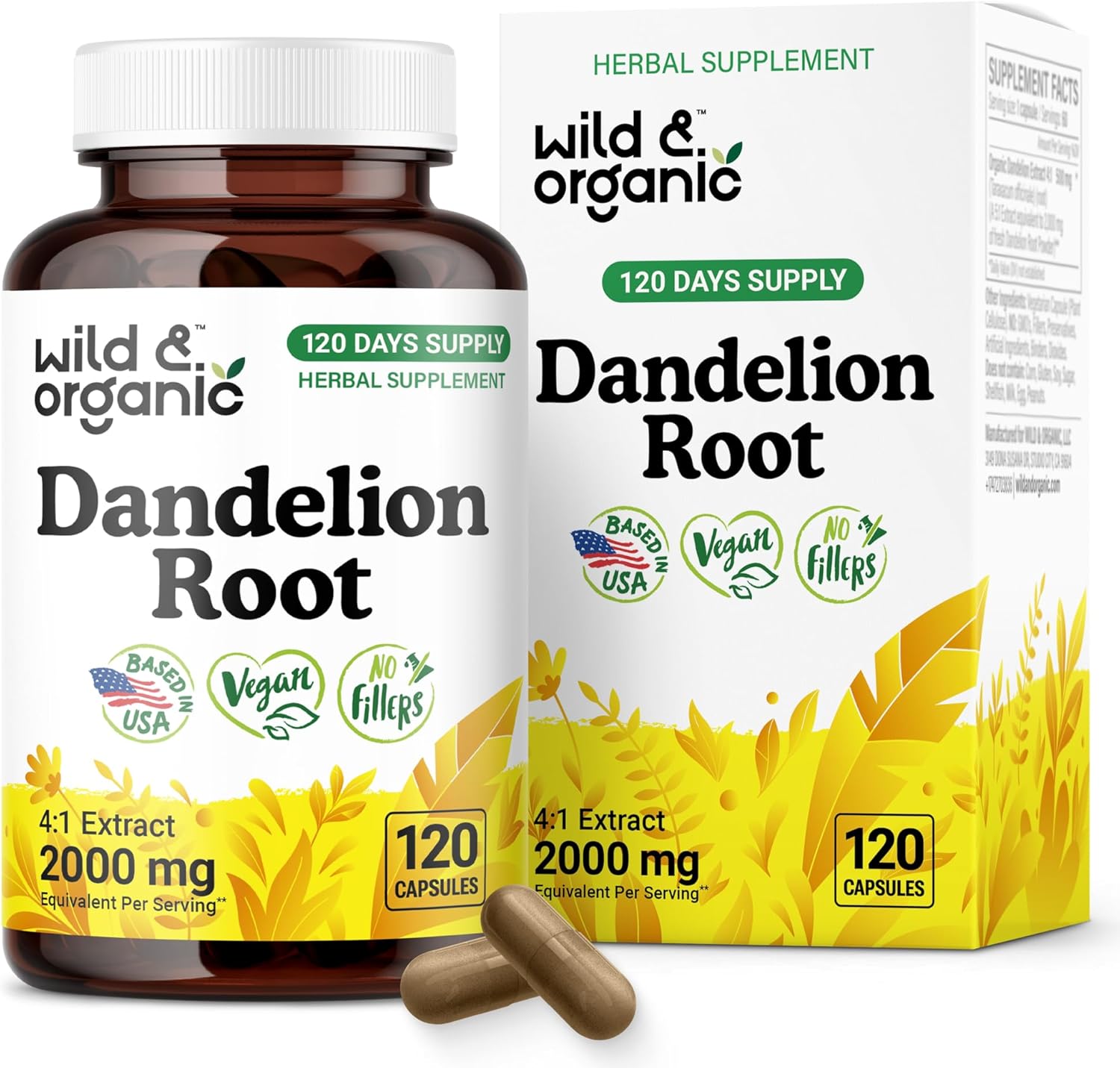 Amazon.com: Wild & Organic Dandelion Root Capsules - Liver Detox ...