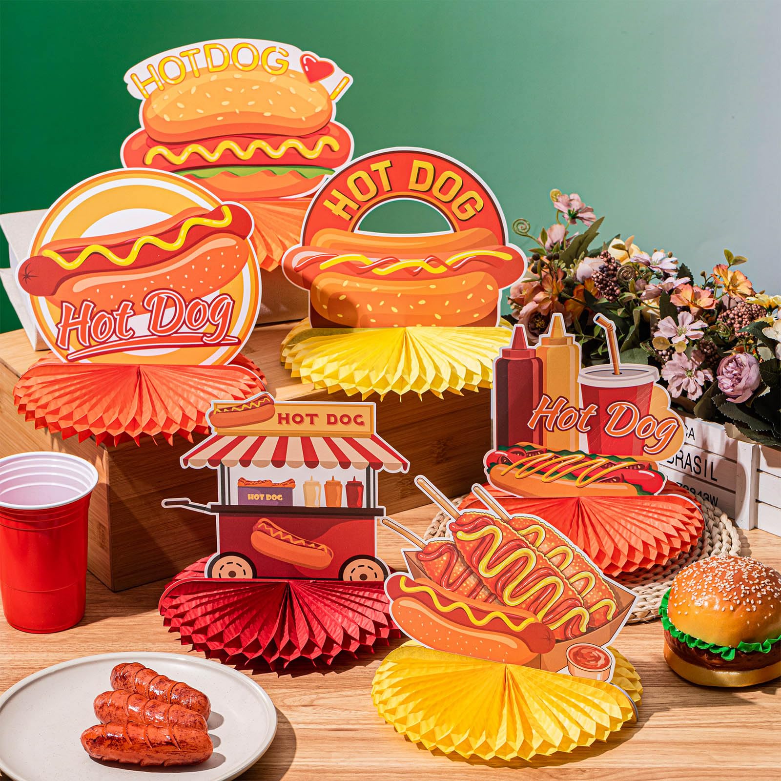 Snapklik.com : 10 Pcs Hotdog Table Centerpieces Hot Dog Day Decor ...