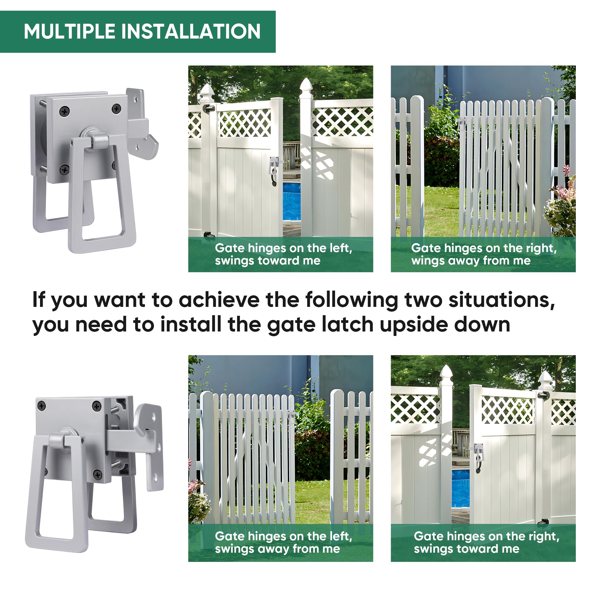 Snapklik.com : Self Locking Gate Latch, Heavy Duty Double Side Gate ...