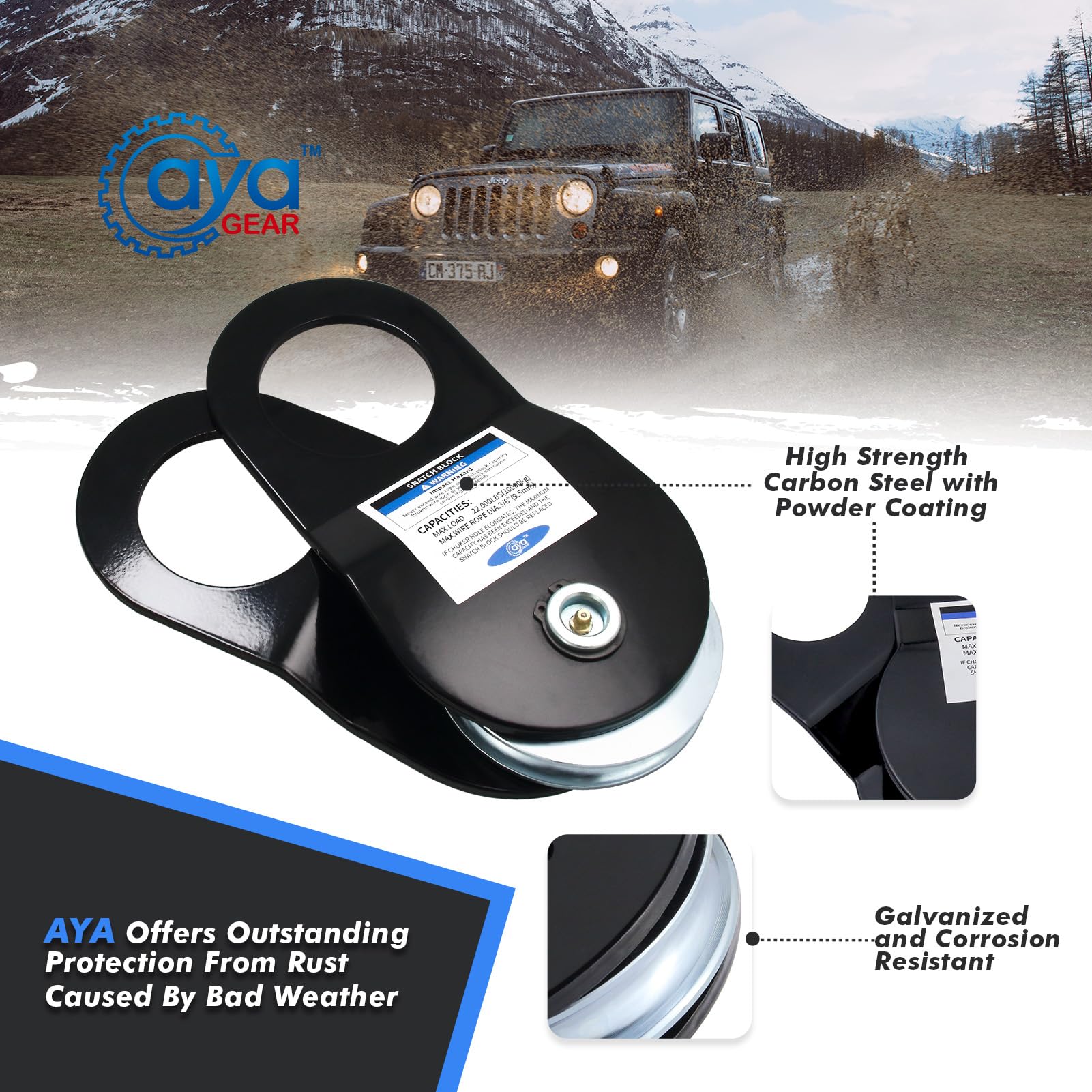 Snapklik.com : AyA Gear 10 Ton Winch Snatch Block Towing Pulley Blocks 22