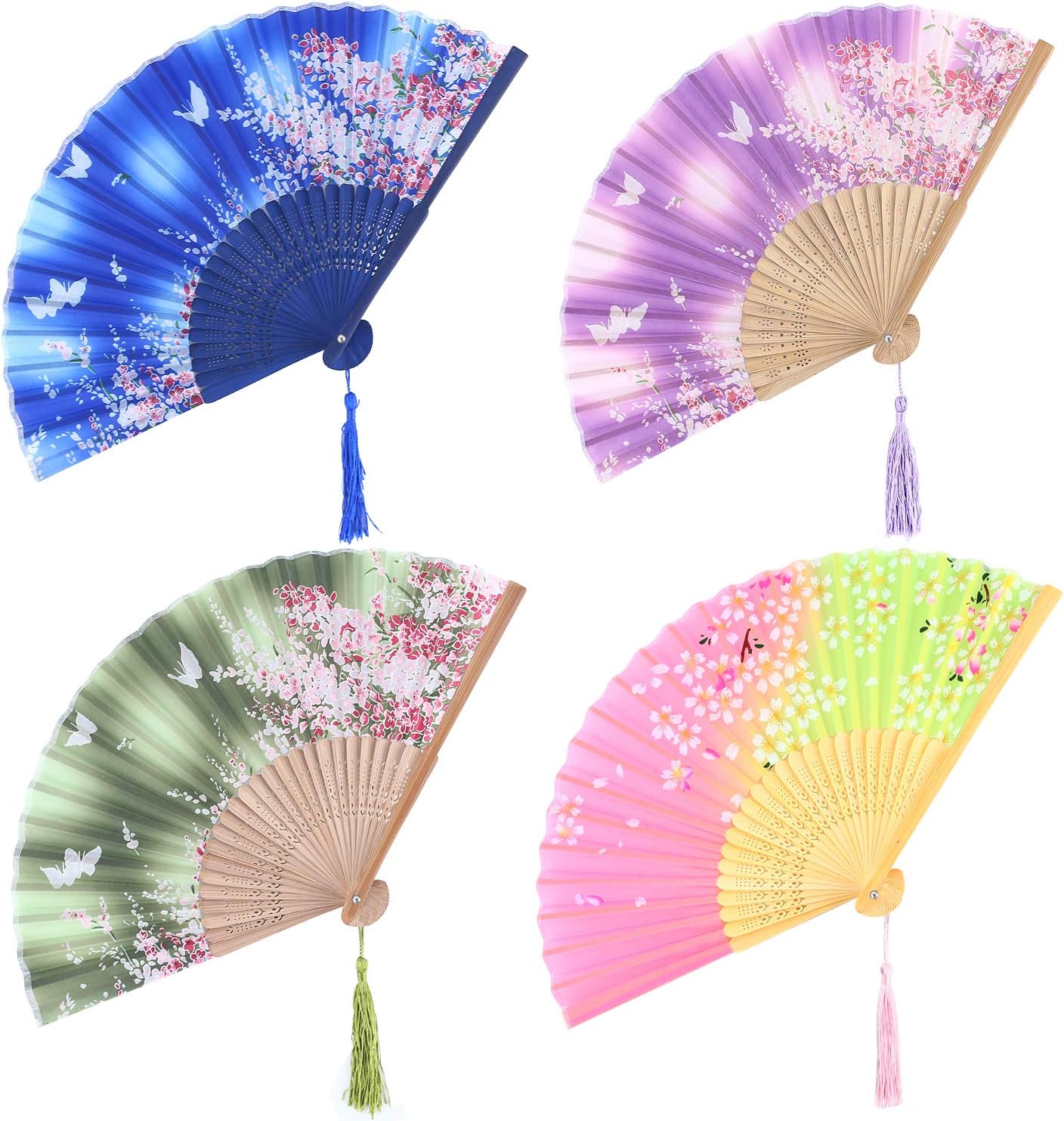 Amazon.com: YARRD Folding Hand Fan for Women Wooden Folding Bamboo Gan ...
