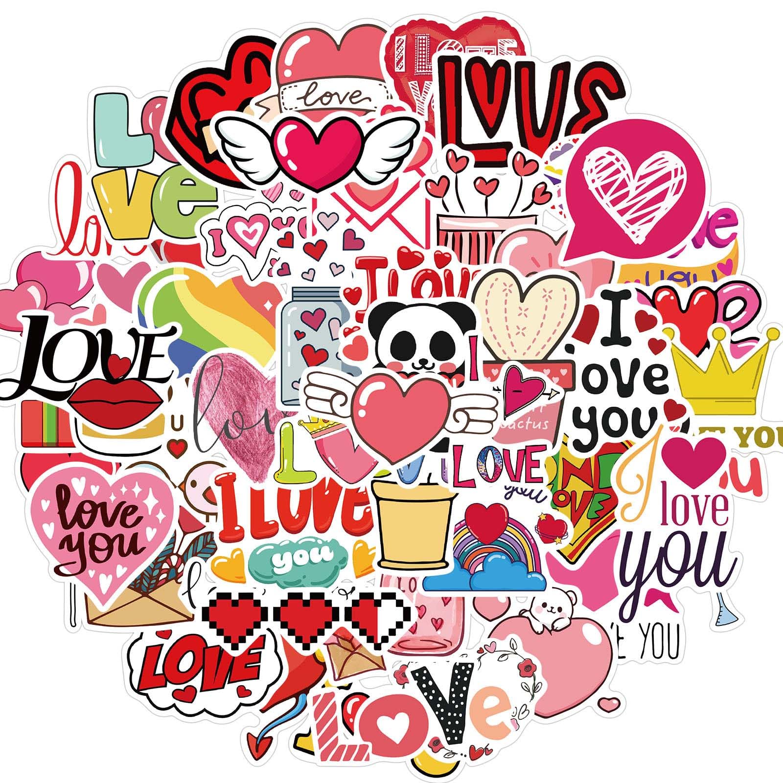 Amazon.com: 50Pcs Valentine’s Day Stickers Pack, Cute Love You Stickers ...
