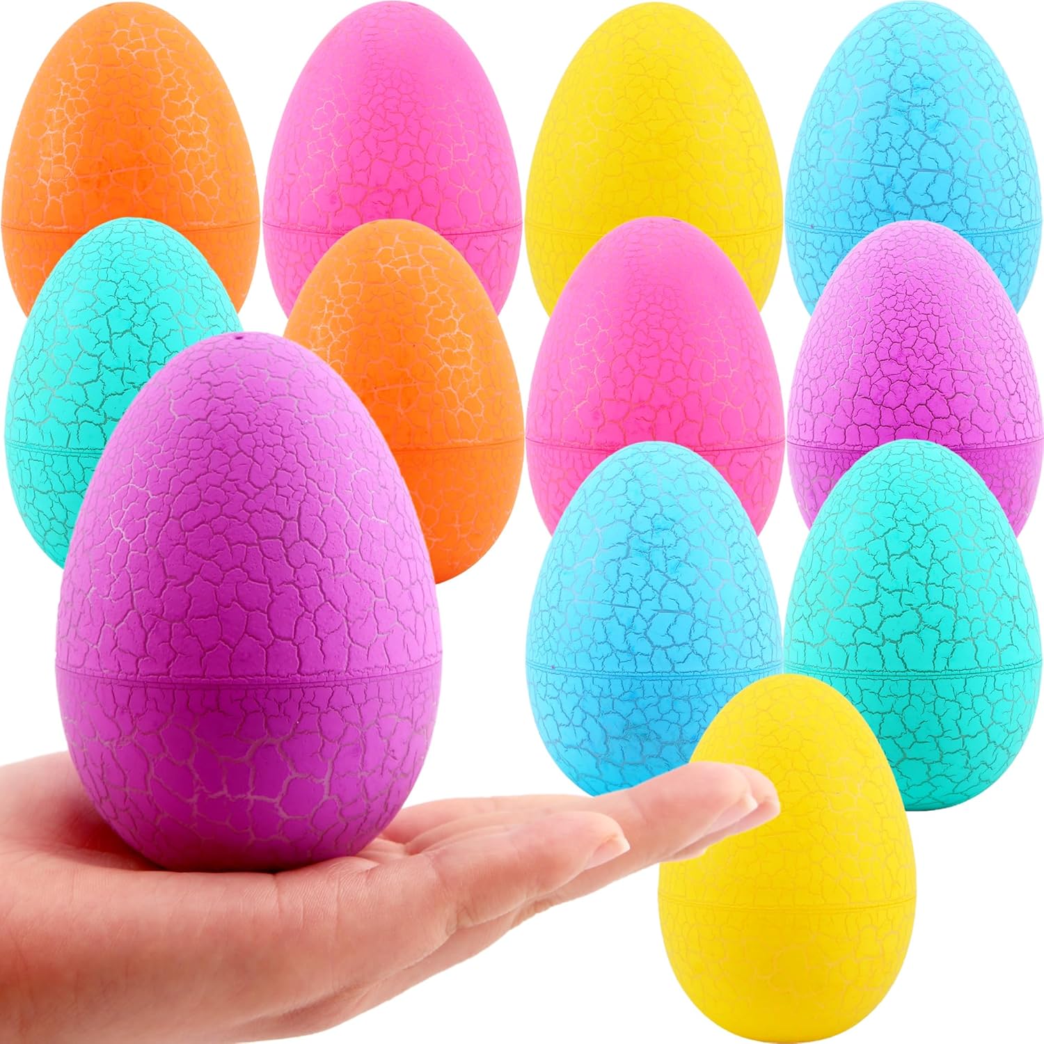 Amazon.com: Octaday 12 Pcs 4 Inch Easter Eggs Colorful Crackle Easter ...