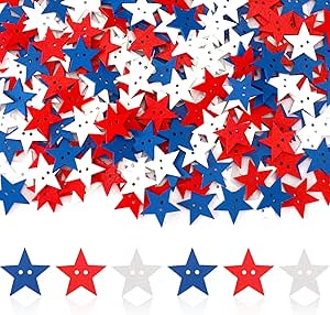 Amazon.com: JUNEBRUSHS 260pcs Patriotic Star Buttons, 4th of July Red ...