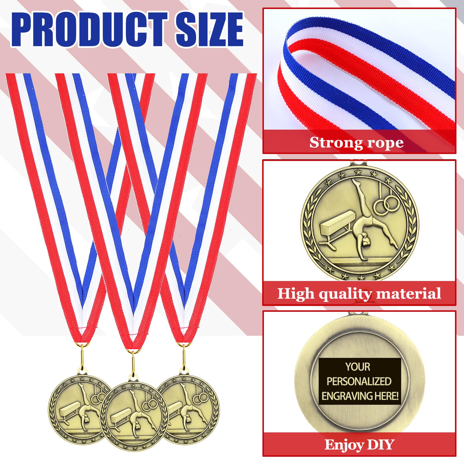 Flag Football Trophy 36 Pack Gold Sports Medals With Ribbons - Bulk ...