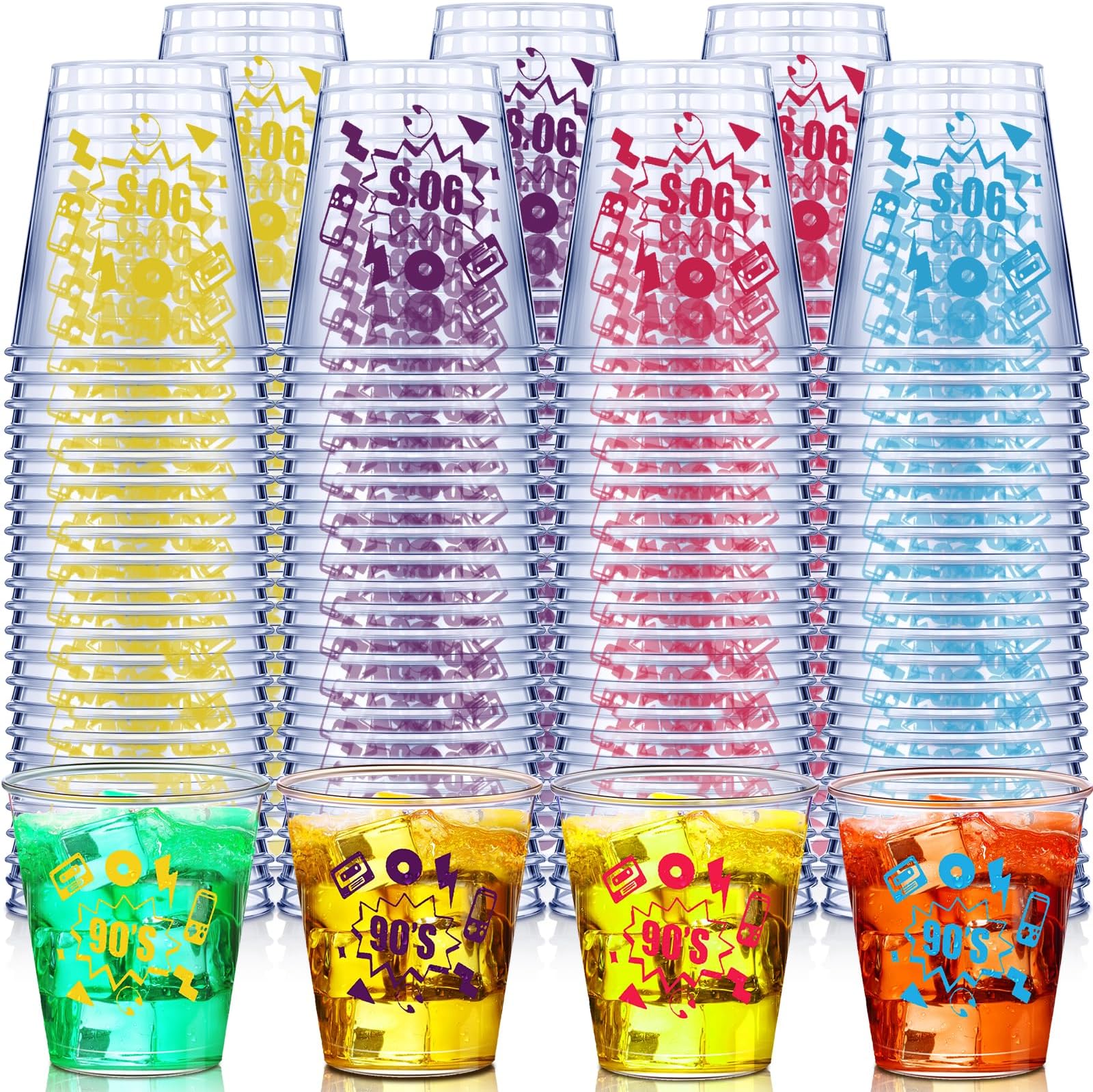 Amazon.com: 150 Pack 80's Party Plastic Cups 12 oz Back to 80s ...