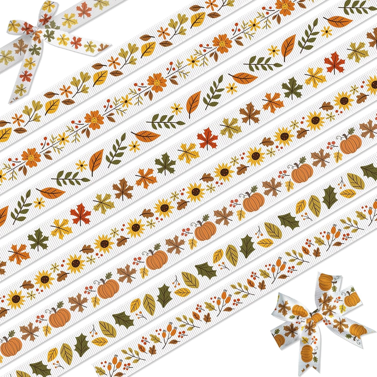 Amazon.com: NUVCELKA Fall Ribbon 8 Pack - 24 Yards Autumn Ribbons Set ...