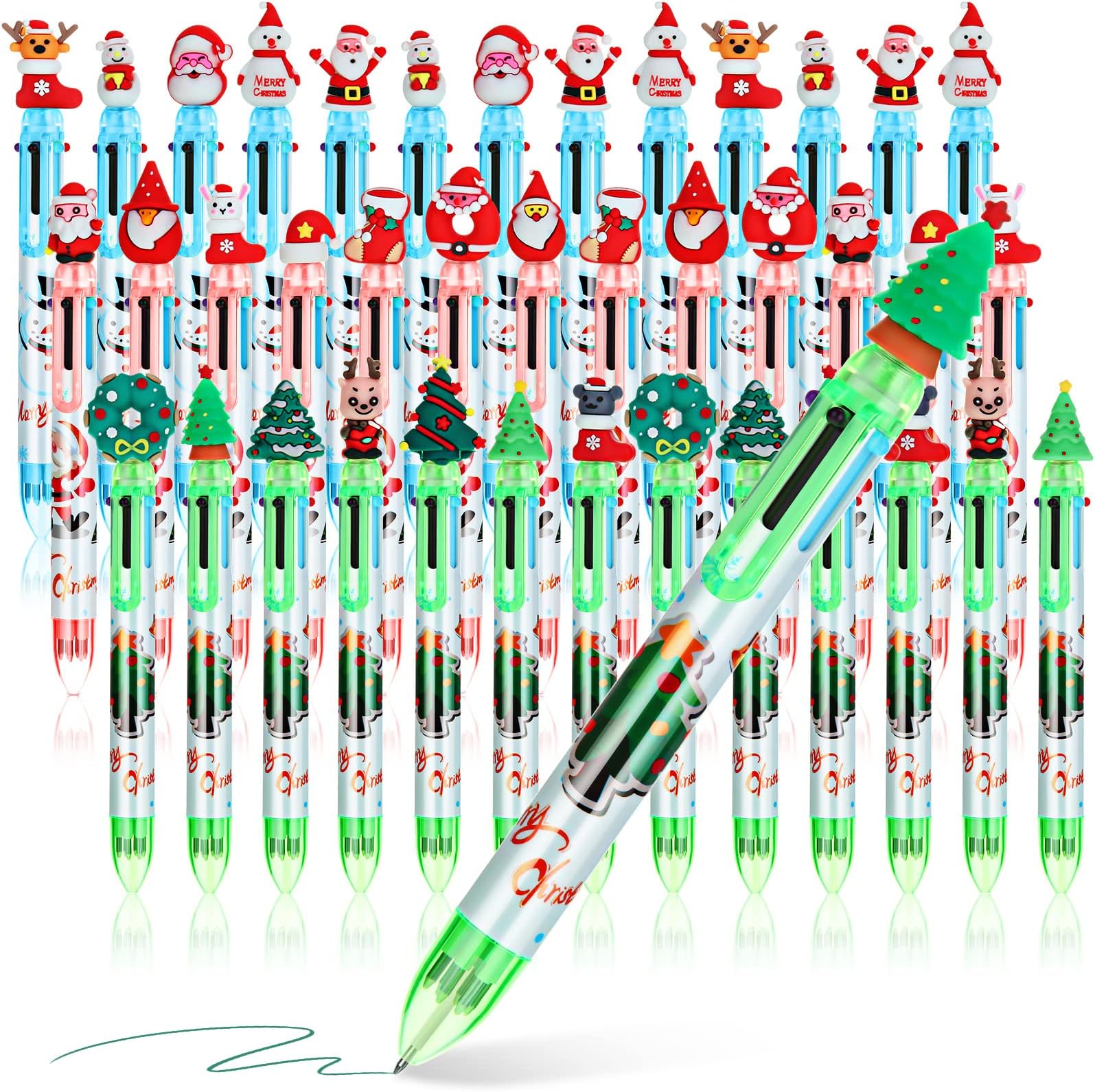 Amazon.com : 64 Pcs Christmas Ballpoint Pens 10 in 1 Multicolor ...