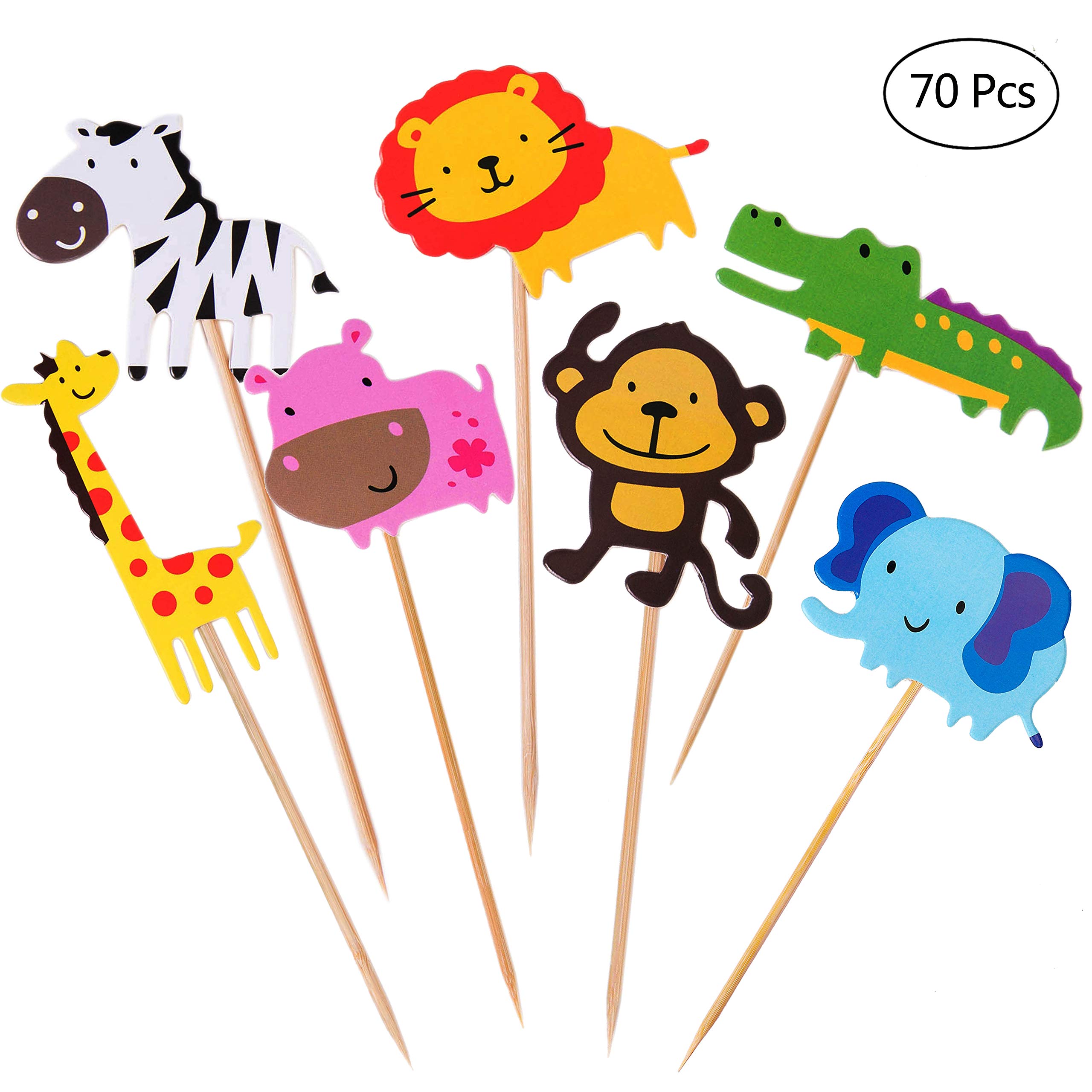 Hongxin Shop Animal Cupcake Toppers Jungle Safari Animals Cake Toppers ...