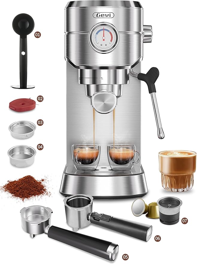 Amazon.com: Gevi Professional Semi-Automatic Espresso Machine 20 Bar ...