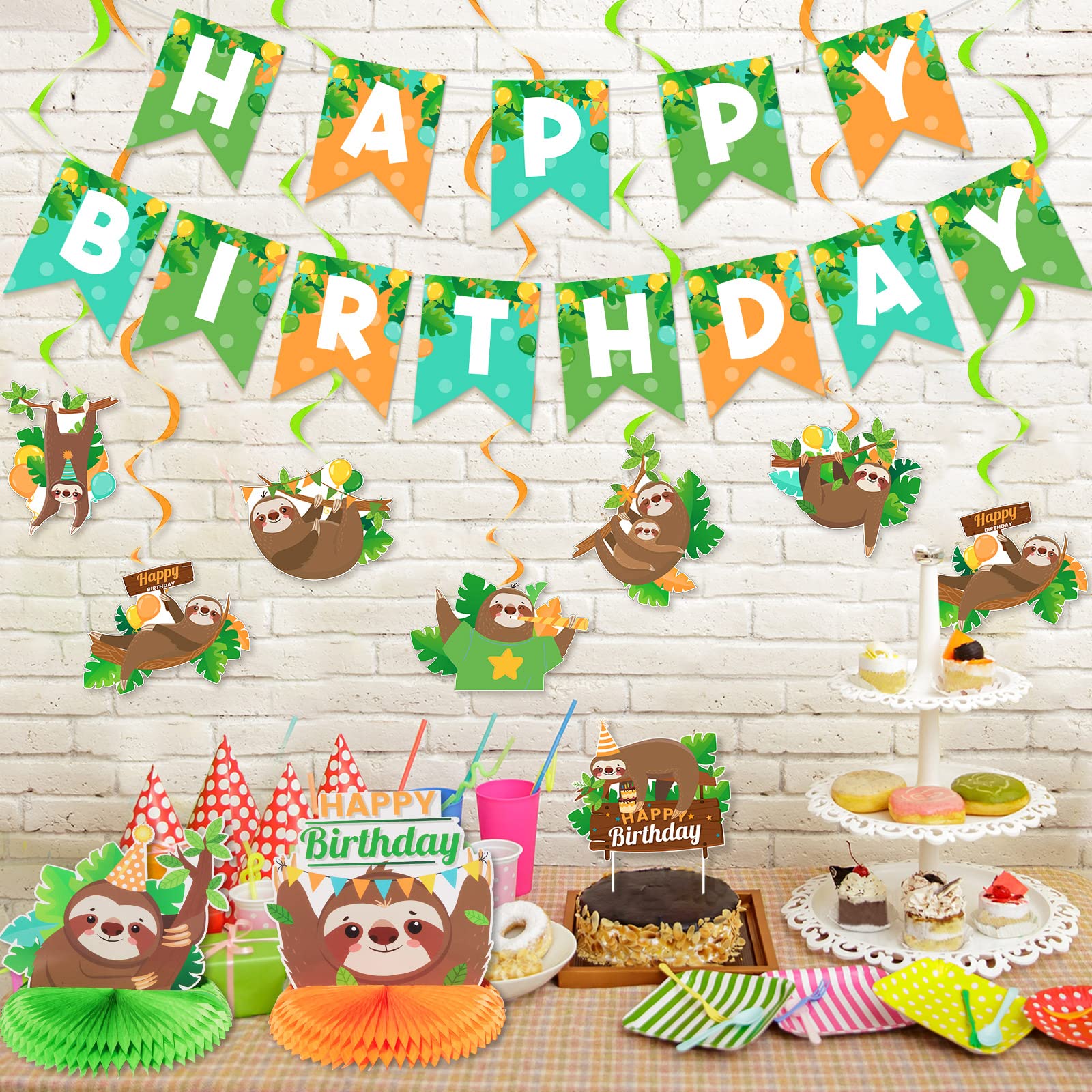 Snapklik.com : Sloth Birthday Party Decorations Set Sloth Theme Happy ...