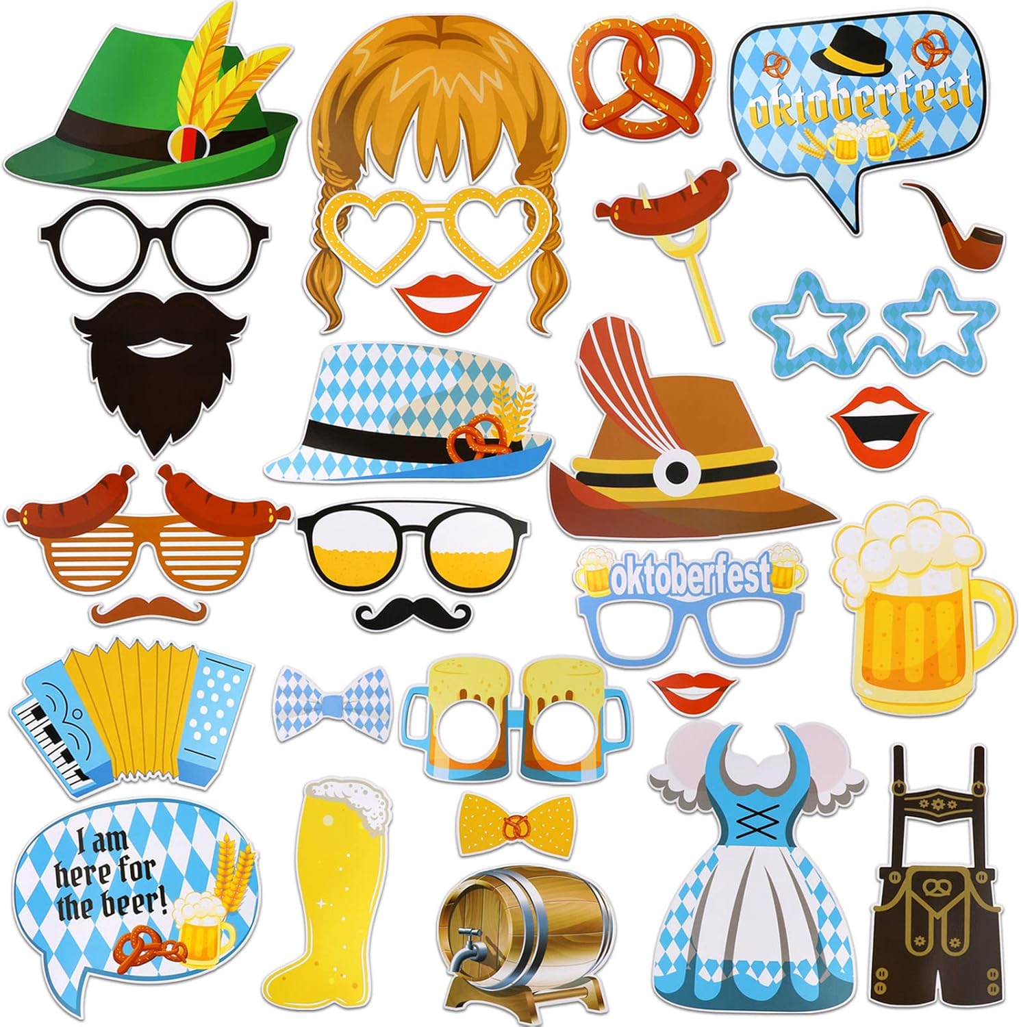 Amazon.com: HOWAF Oktoberfest Photo Booth Props, German Beer Photo ...