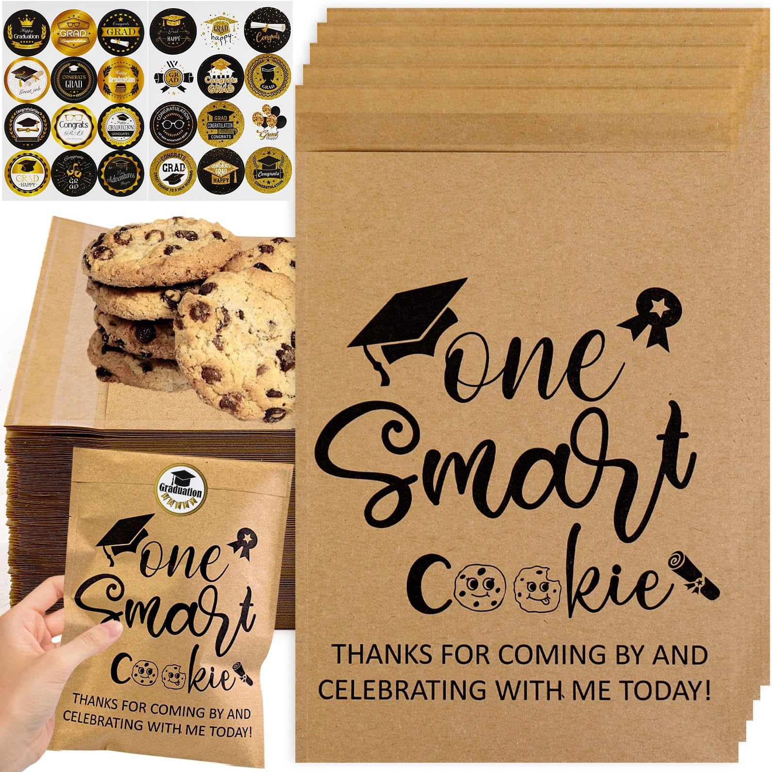 Amazon.com: Sayglossy 200 Pcs Graduation Cookies Bags Bulk Oilproof ...