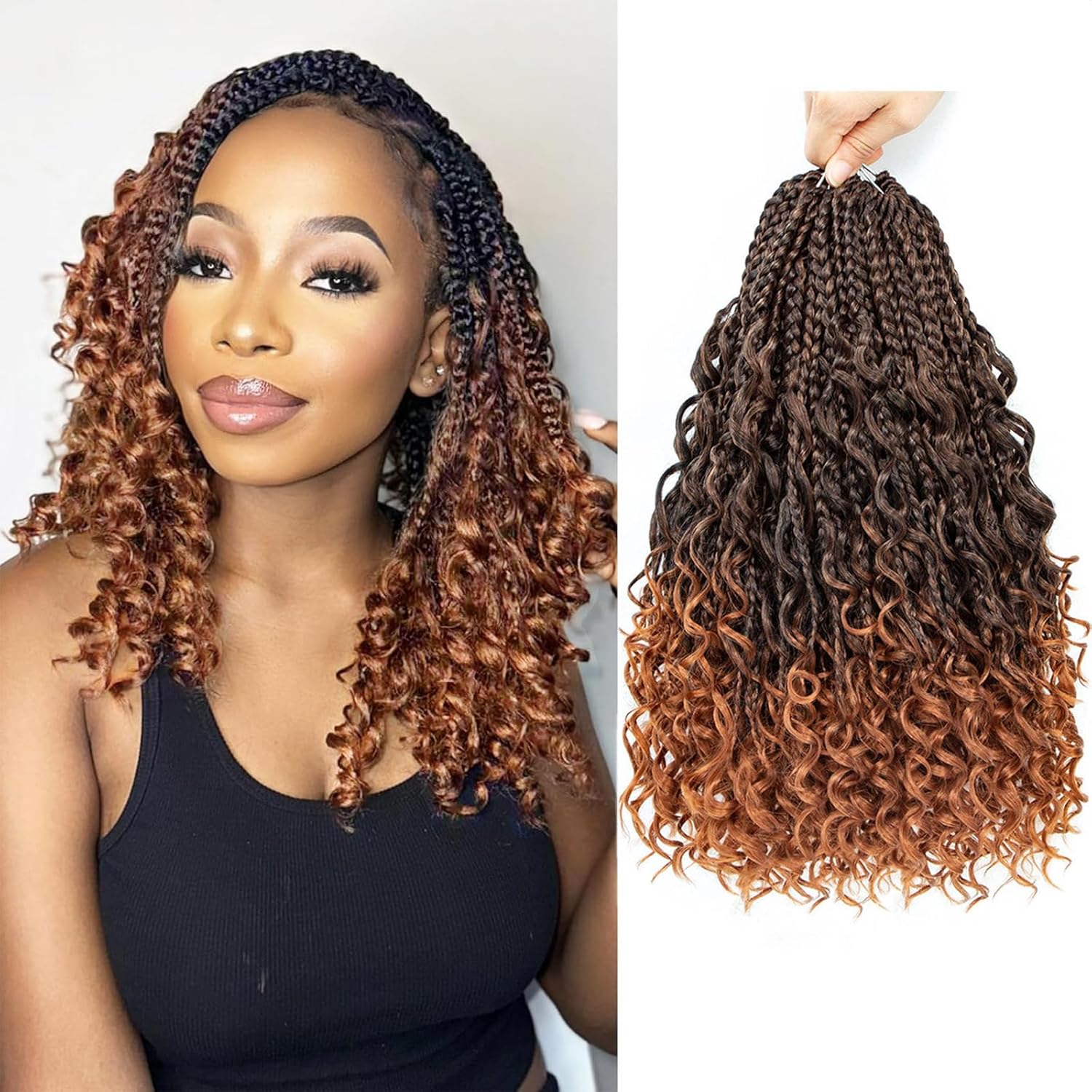 Amazon.com : Coolbeeza 10 Inch 8 Packs Box Braids Crochet Hair with ...