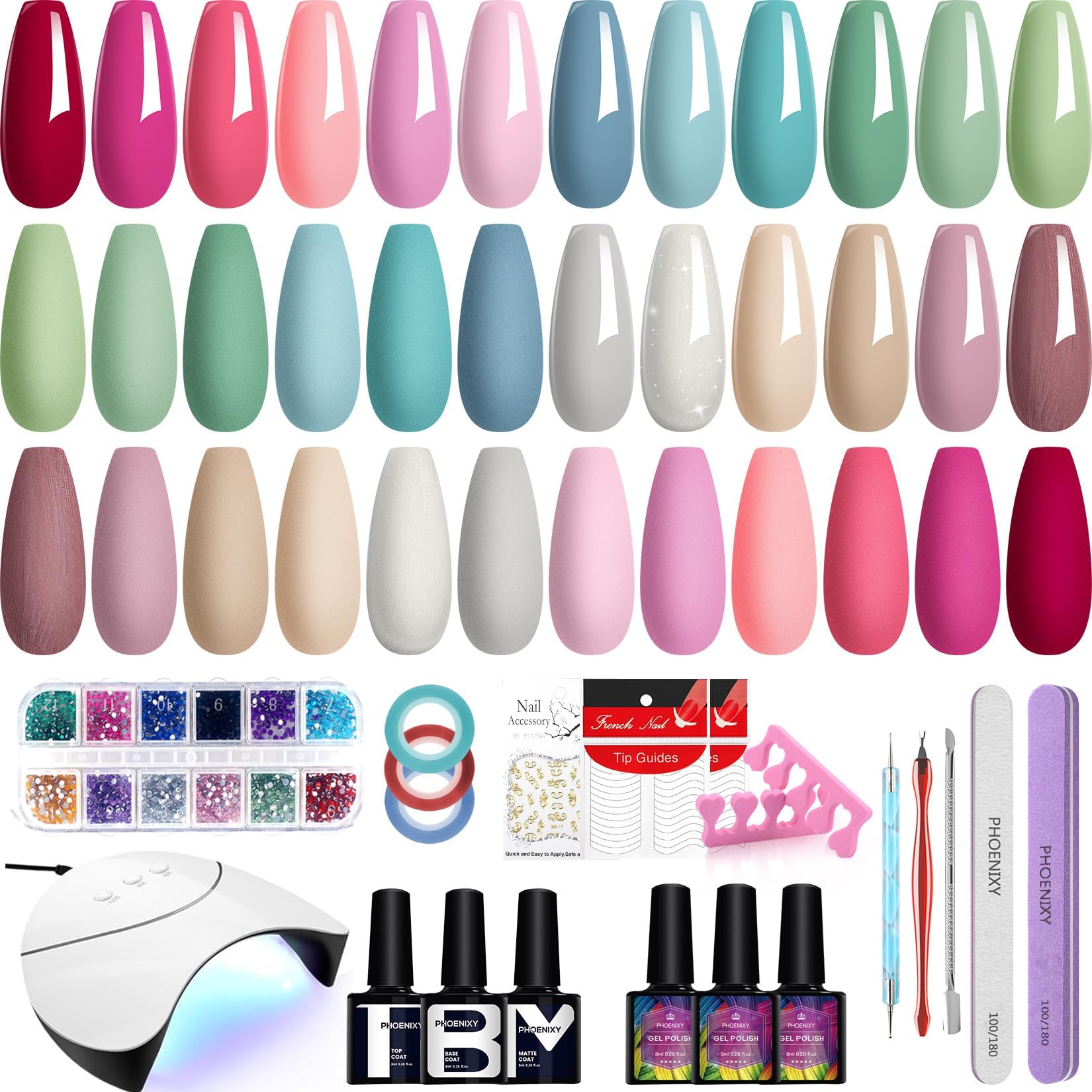 Amazon.com : Phoenixy Poly Nail Gel Kit, 9 Colors Poly Extension Gel ...