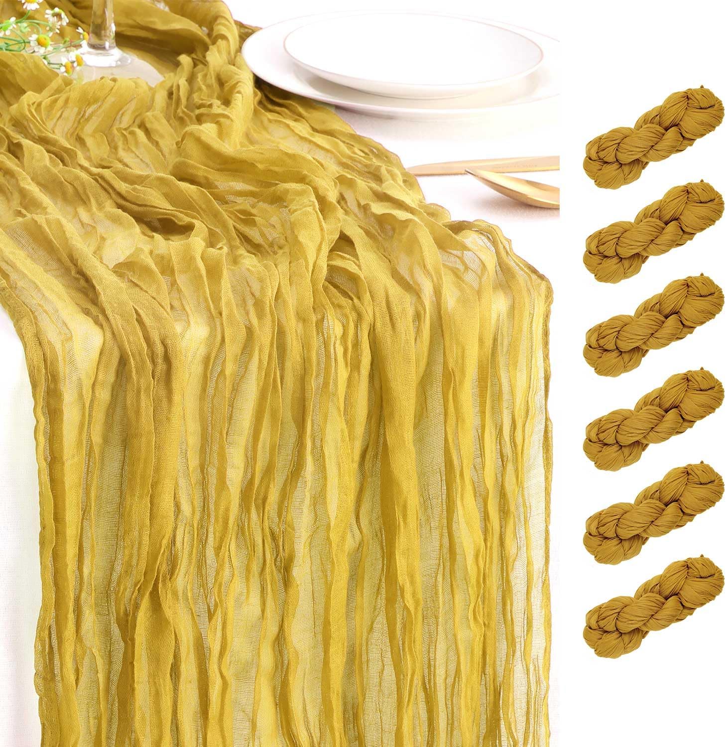 Amazon.com: BESBESME Cheese Cloth Table Runner,Large Gauze Mustard ...